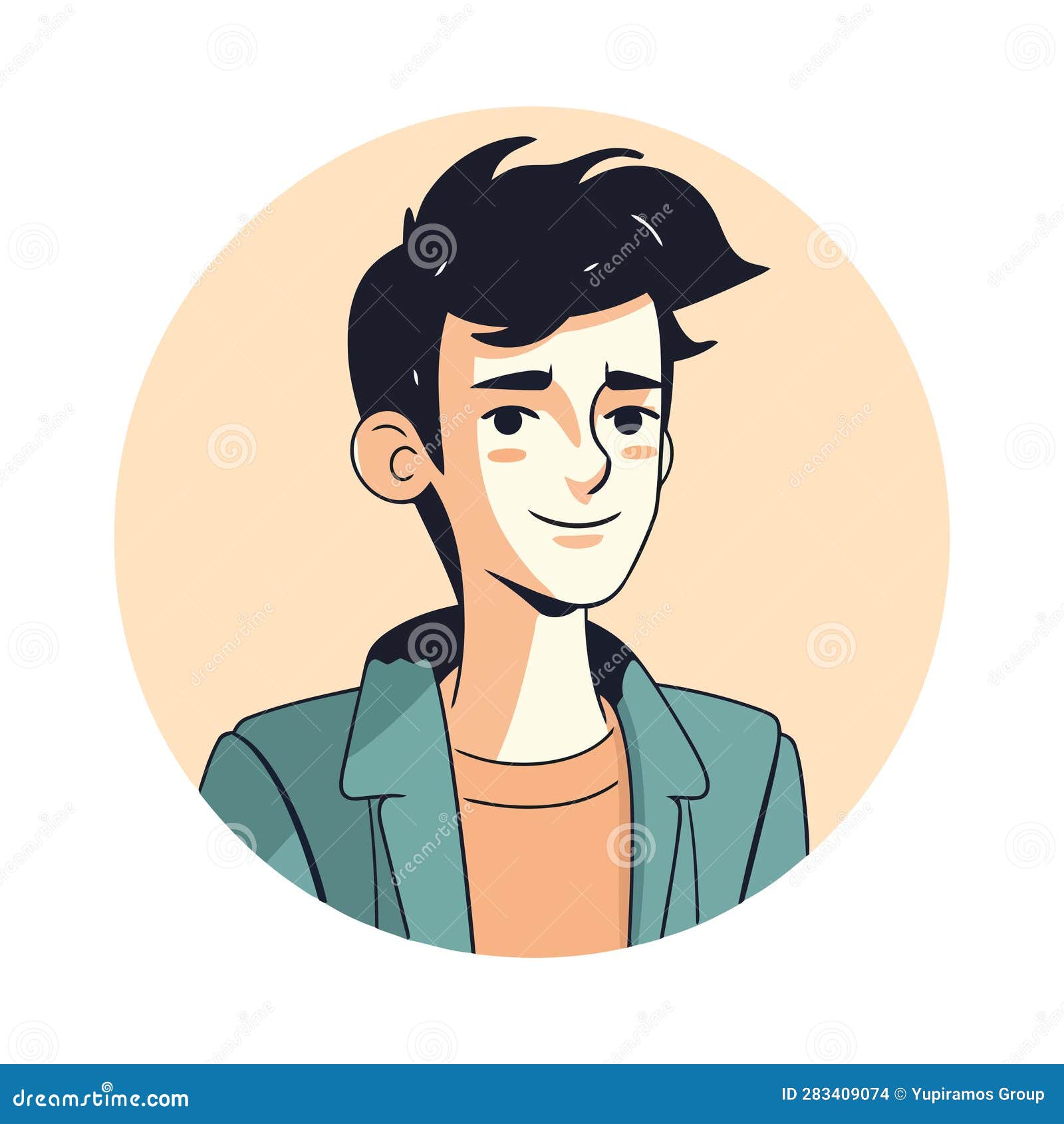 Smiling Man Avatar in Flat Design Stock Vector - Illustration of ...