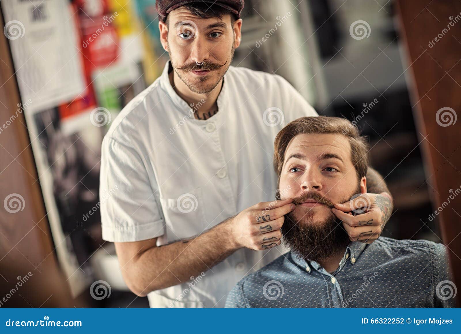 Smiling Man Barber is Serving Client Stock Photo - Image of indoor ...