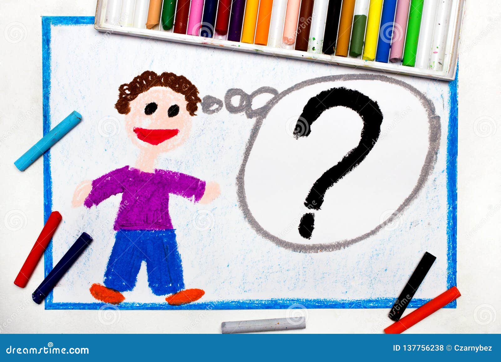 A Smiling Man and Big Question Mark Next To Him. Stock Illustration ...