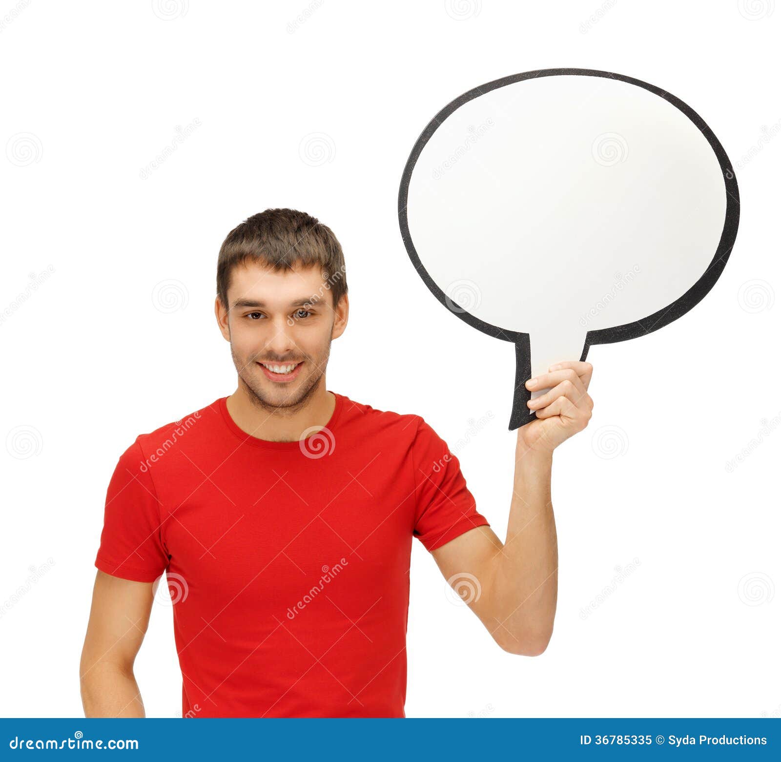 Smiling Man with Blank Text Bubble Stock Image - Image of attractive ...
