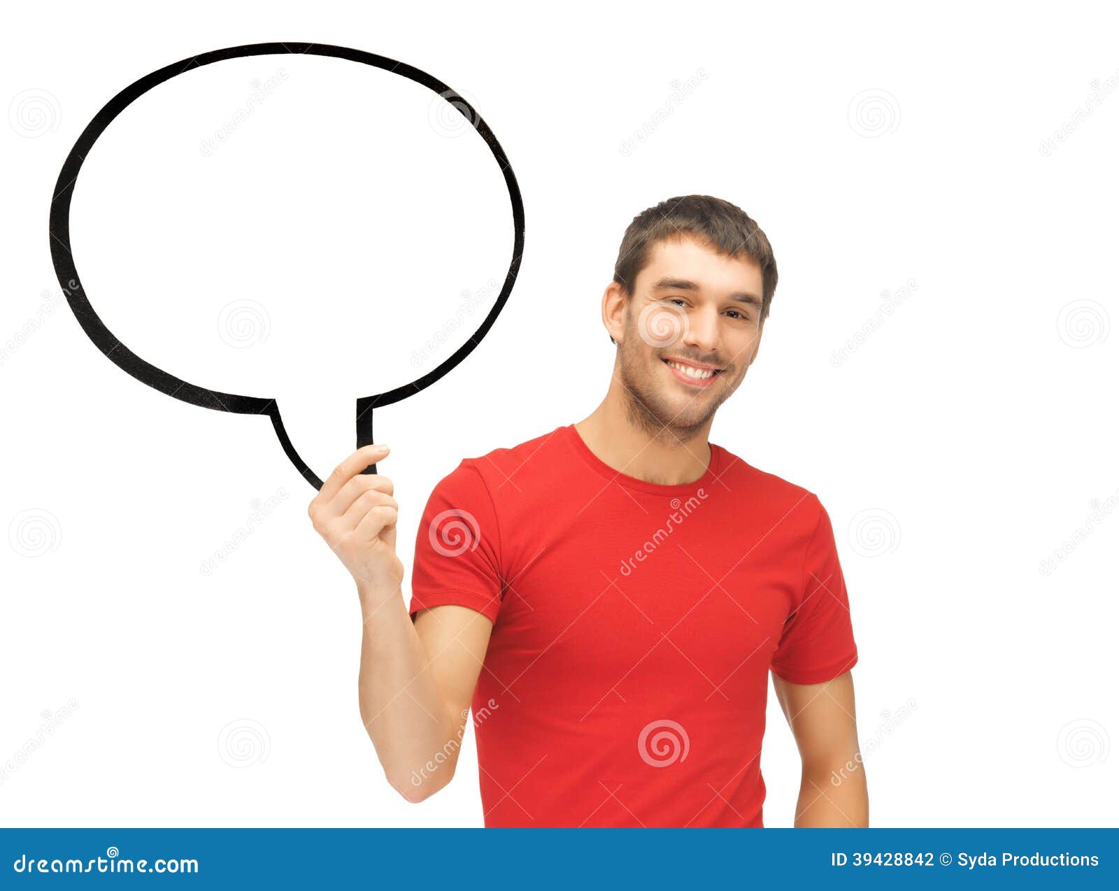 Smiling Man with Blank Text Bubble Stock Photo - Image of concept ...