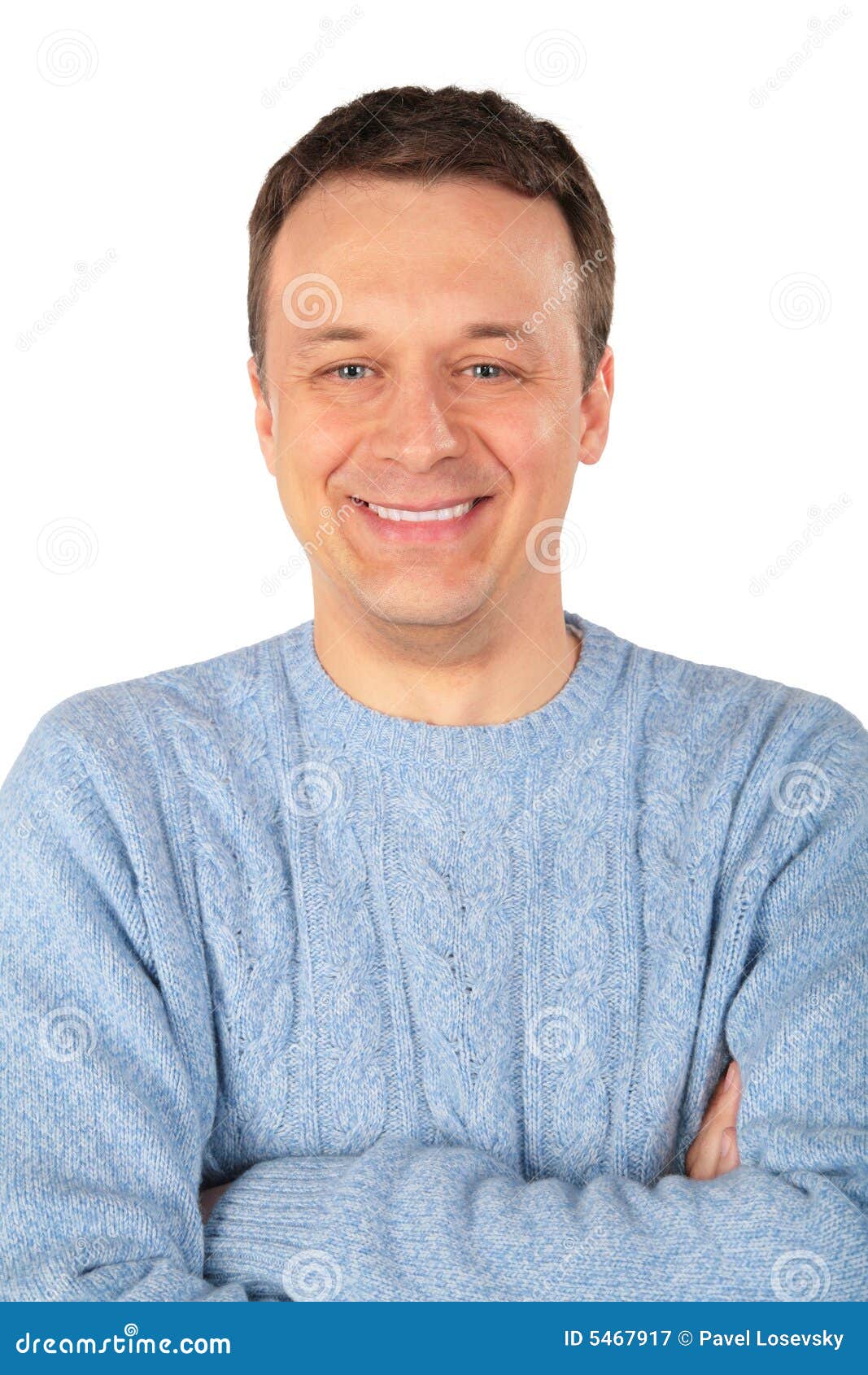 Smiling Man in Blue Sweater Stock Image - Image of model, head: 5467917