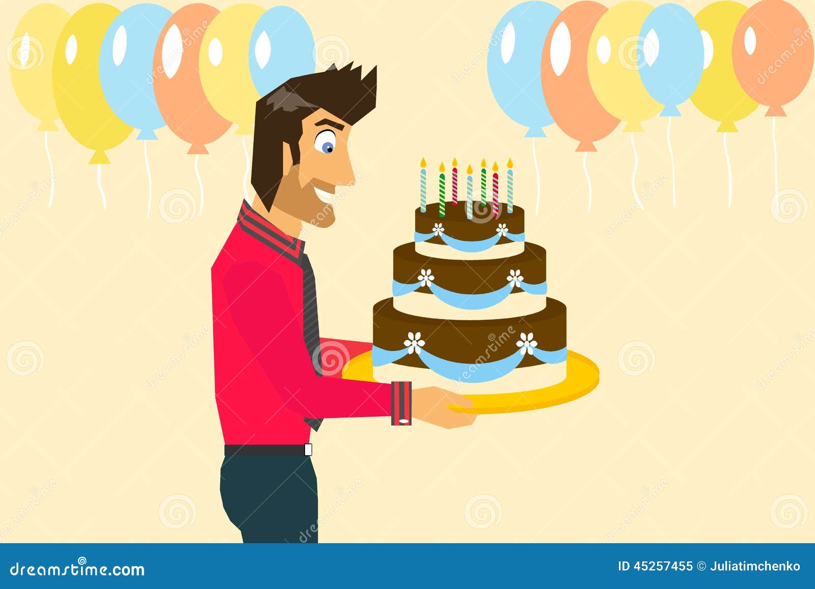 Smiling Man is Celebrating Birthday Stock Vector - Illustration of ...