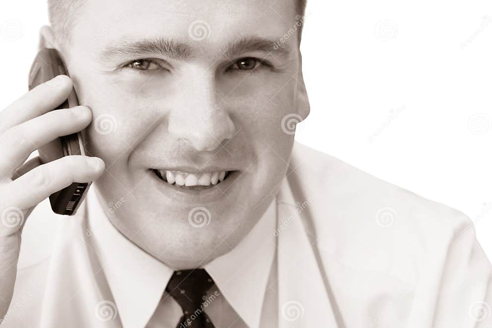Smiling man with cellphone stock image. Image of cellular - 15425