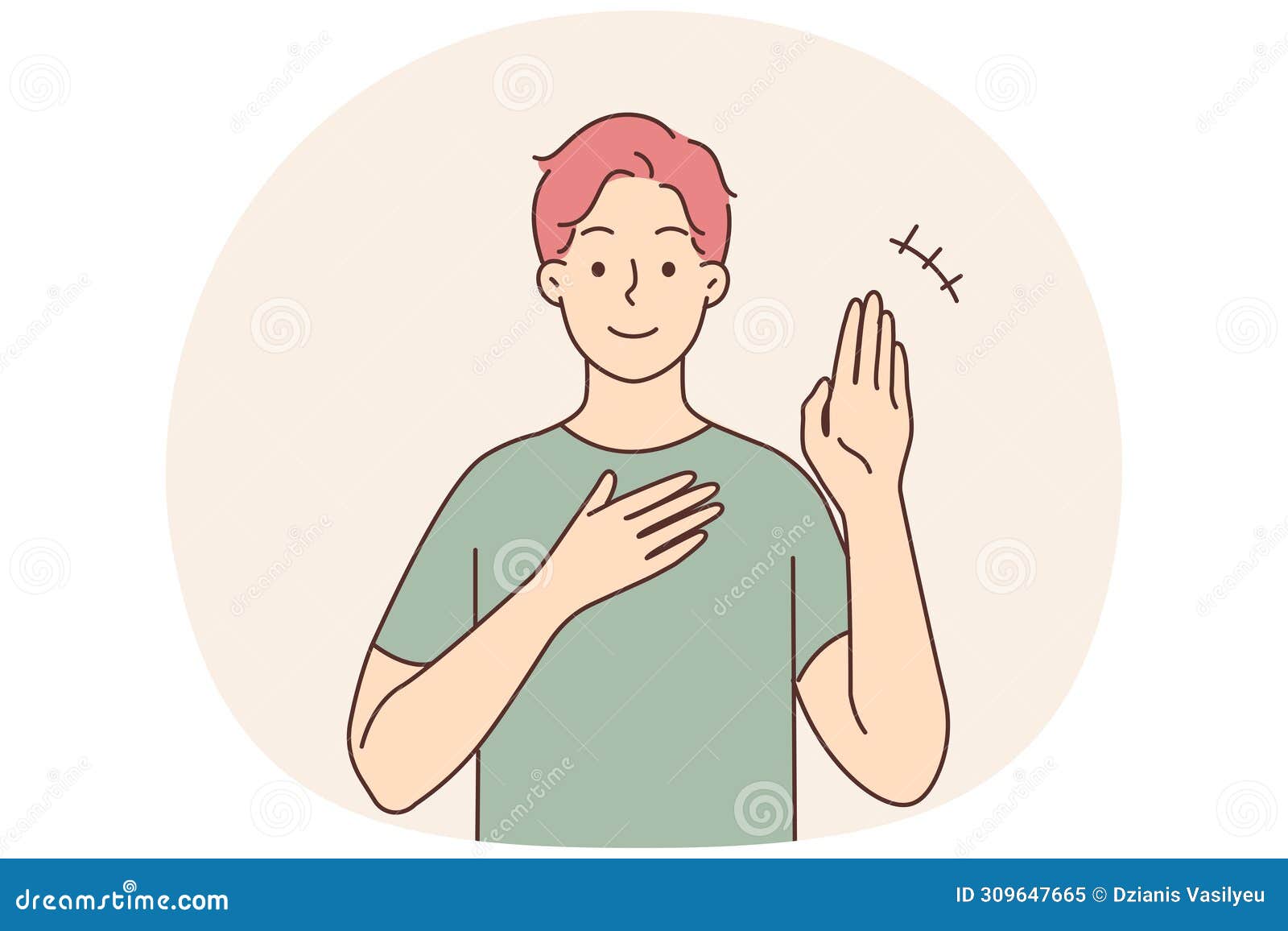Smiling Man Communicate with Sign Language Stock Vector - Illustration ...