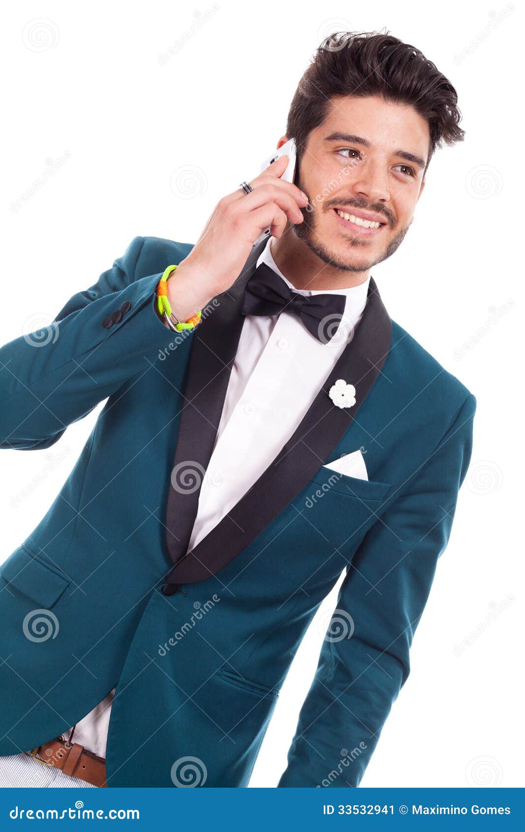 Smiling Man in Conversation on the Mobile Stock Image - Image of ...