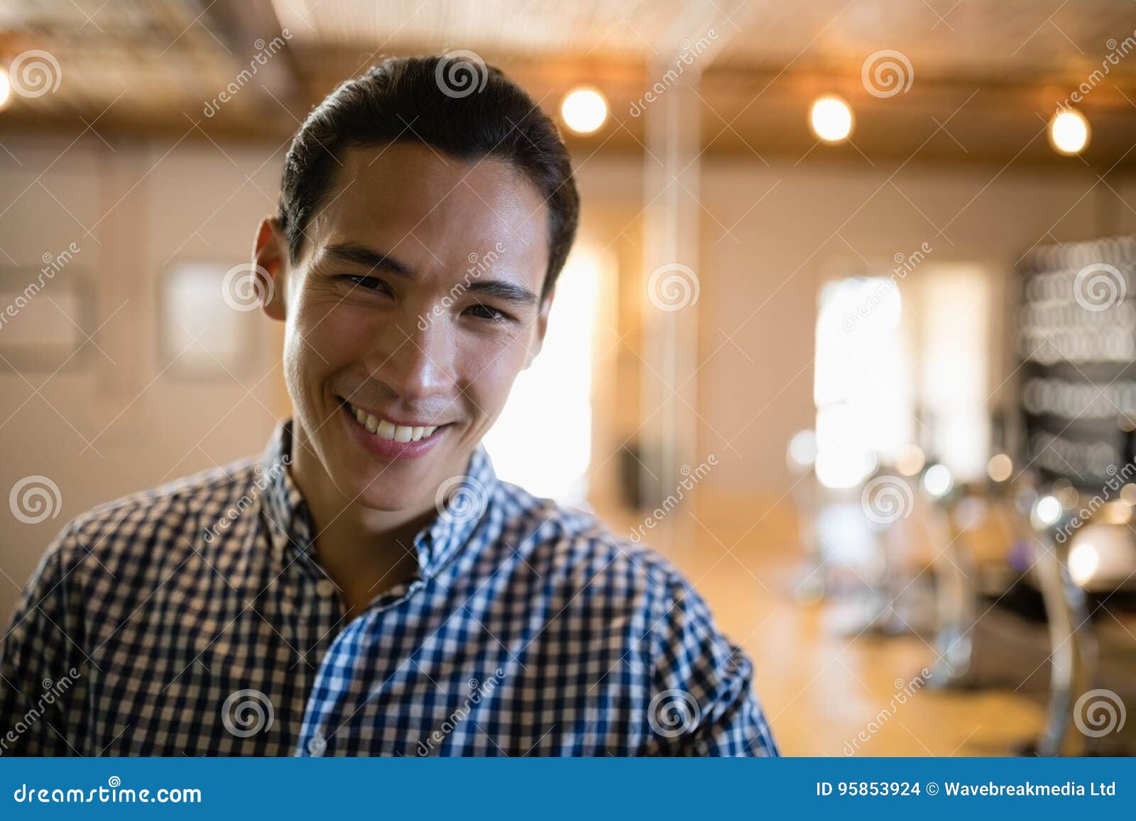 Smiling Man at Counter in Restaurant Stock Photo - Image of counter ...