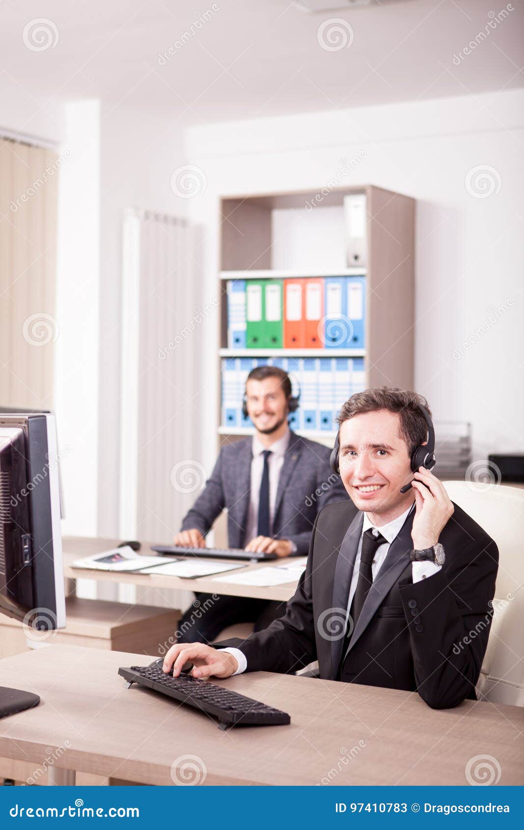 Smiling Man from Customer Service Support Working in the Office Stock ...