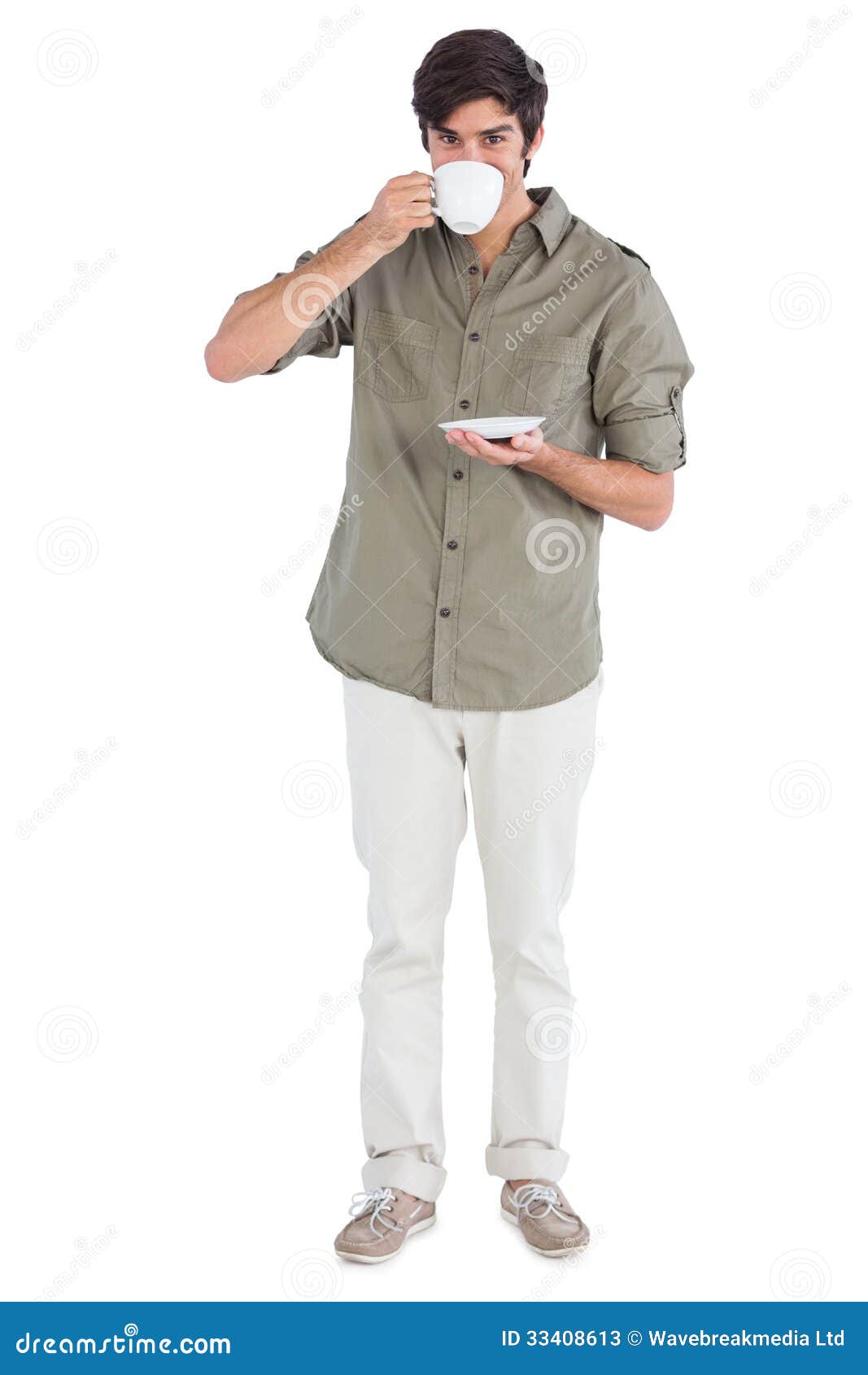 Smiling Man Drinking Coffee Stock Image - Image of sipping, attractive ...