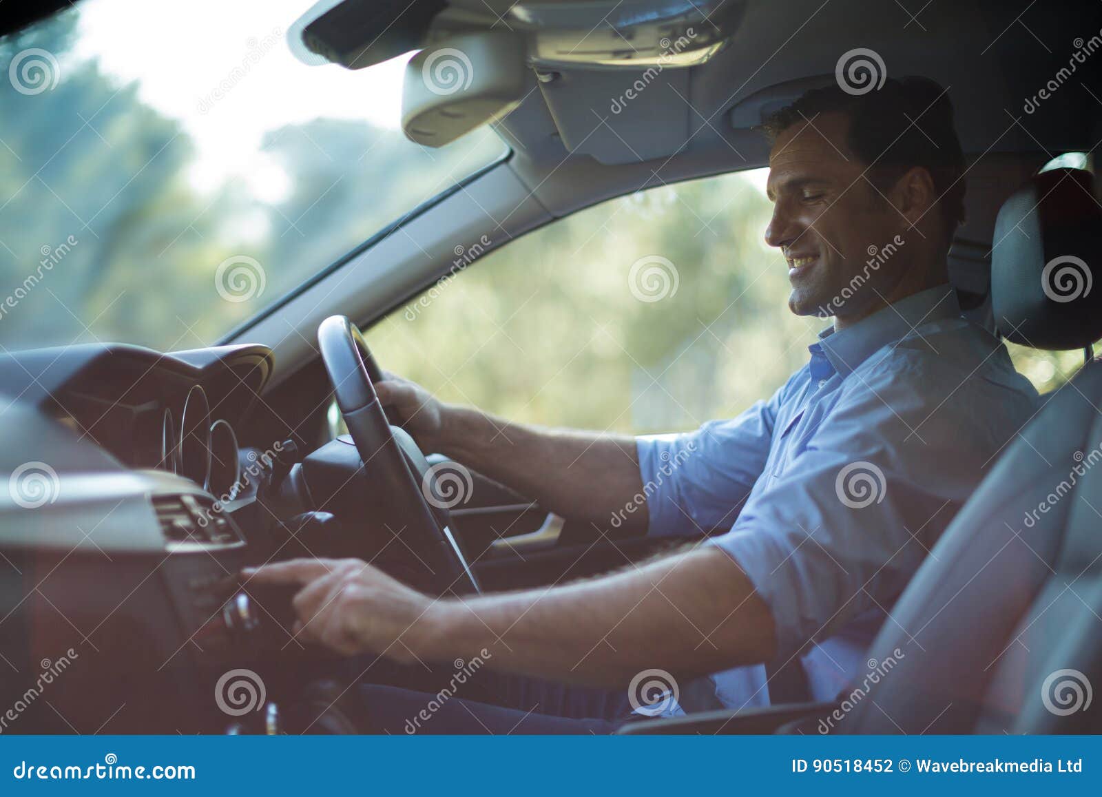 Smiling man driving car stock photo. Image of caucasian - 90518452