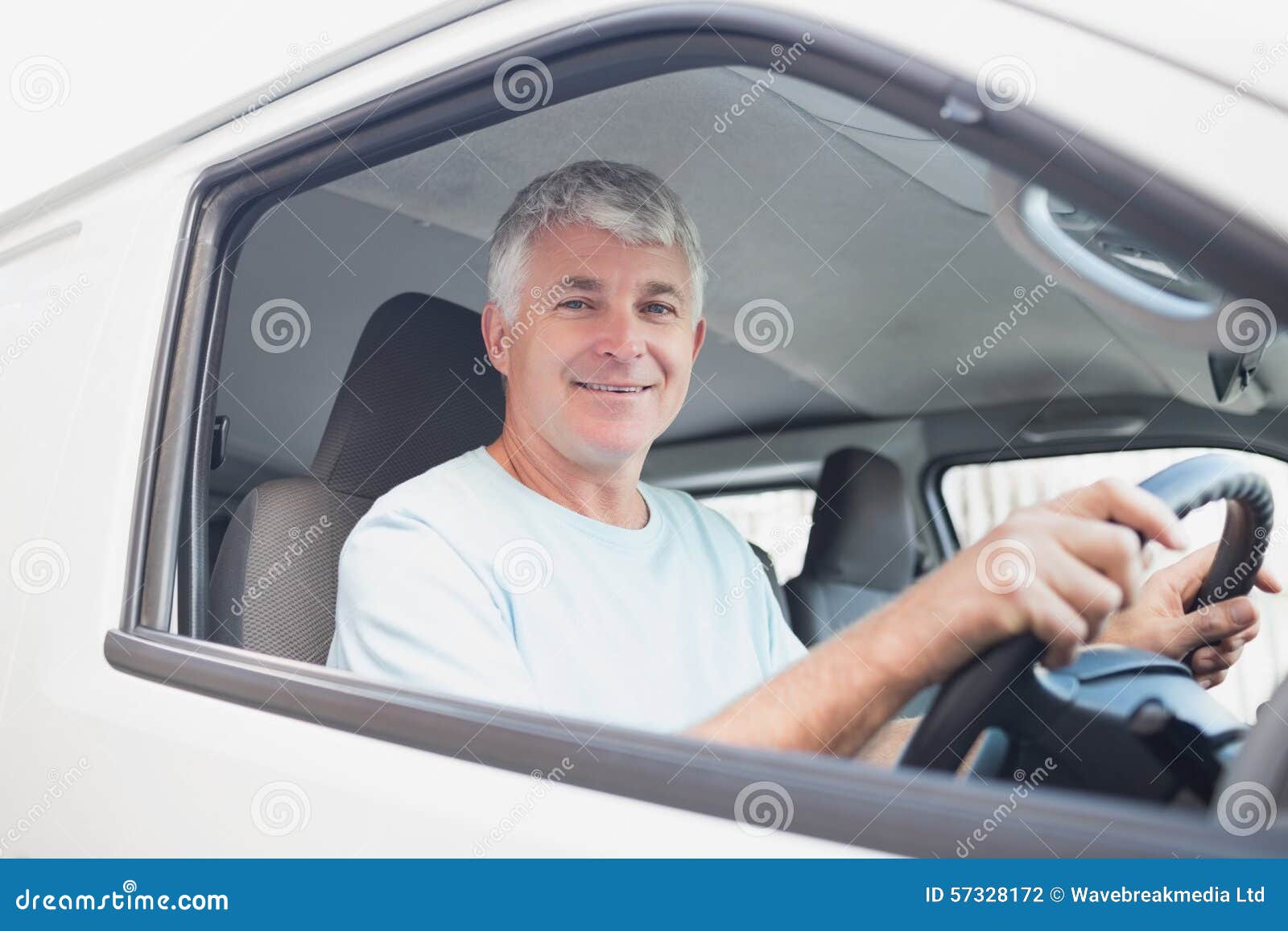 Smiling man driving van stock photo. Image of caucasian - 57328172