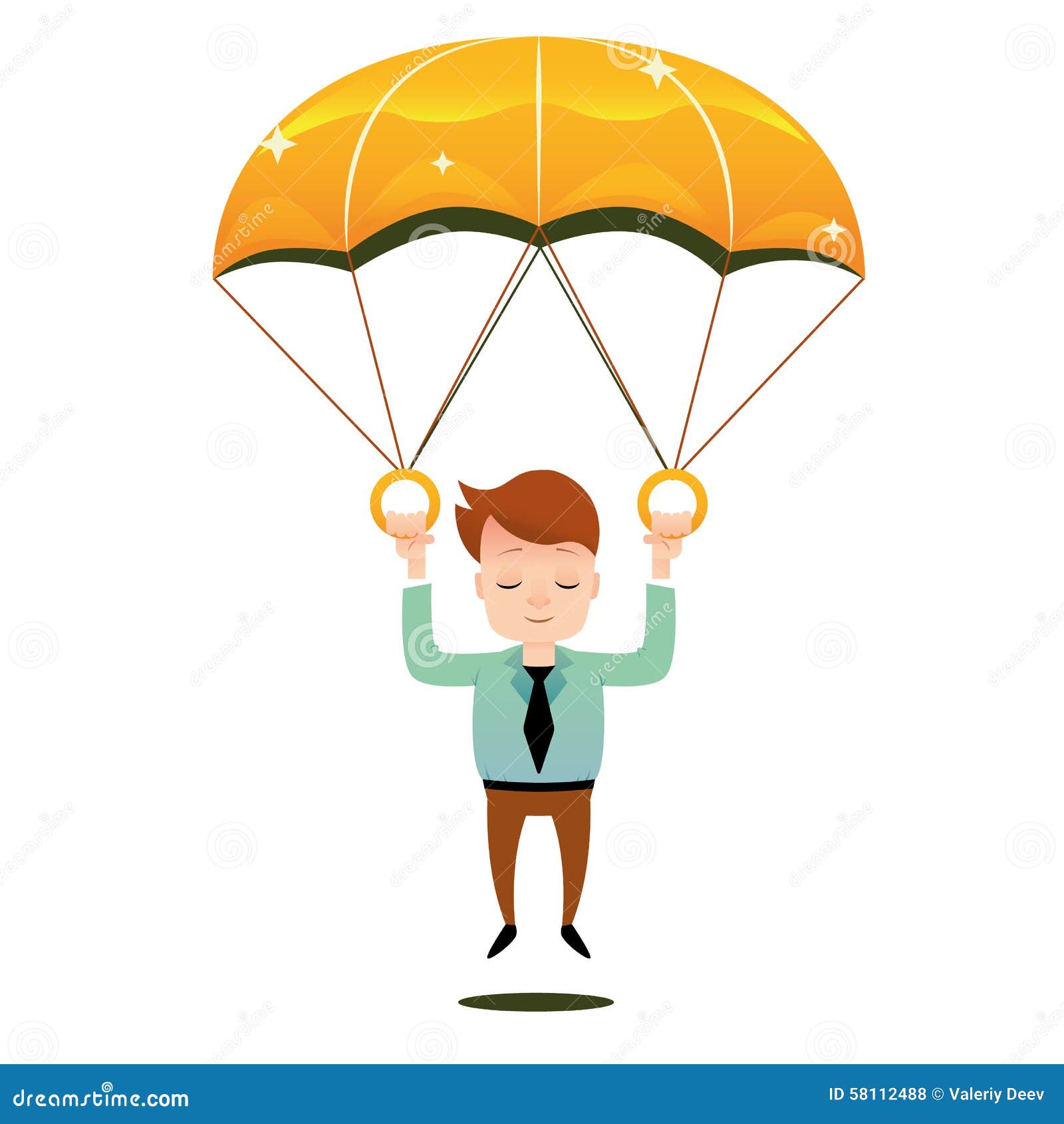 Golden Parachute Businessman Illustration Cartoon Character ...