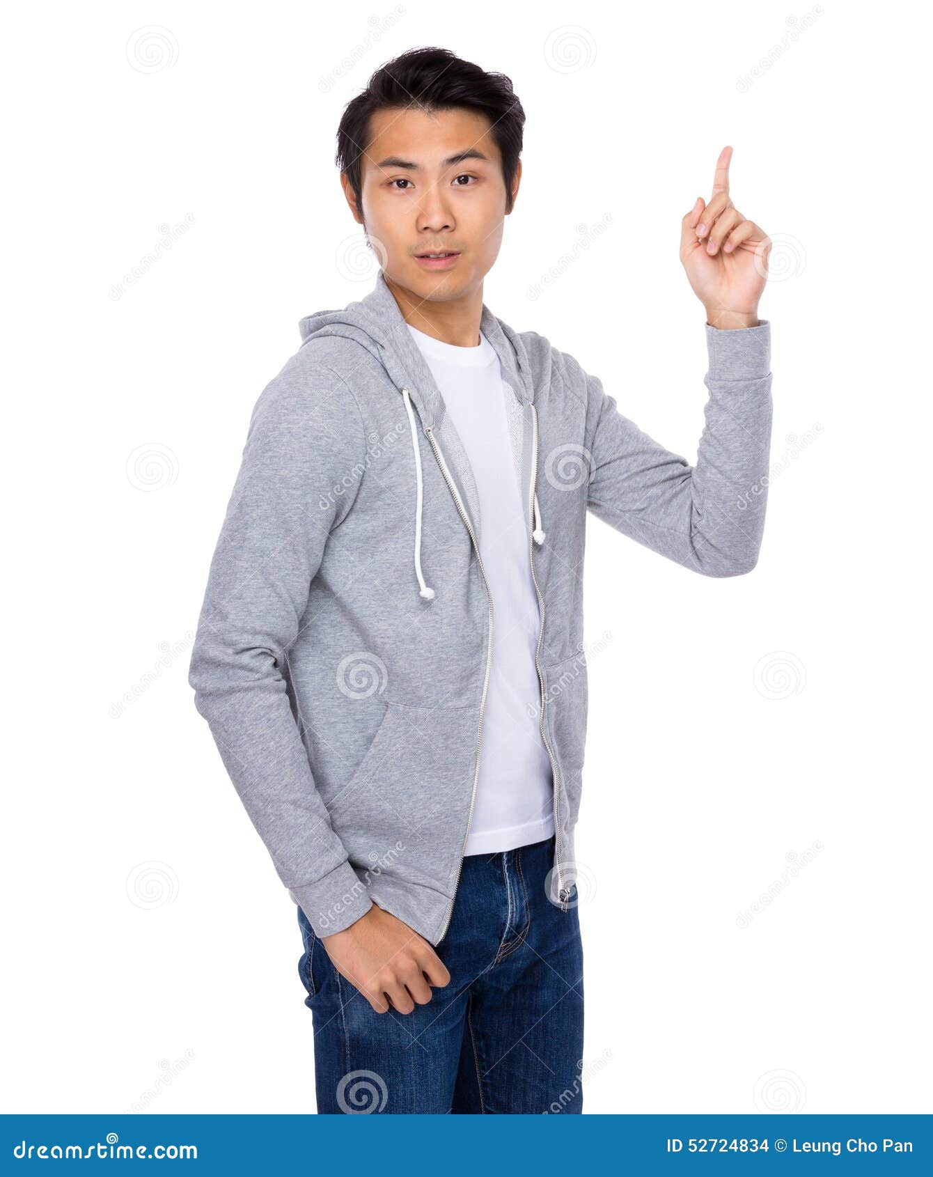 Smiling Man Giving Number One Gesture Stock Photo - Image of smart ...