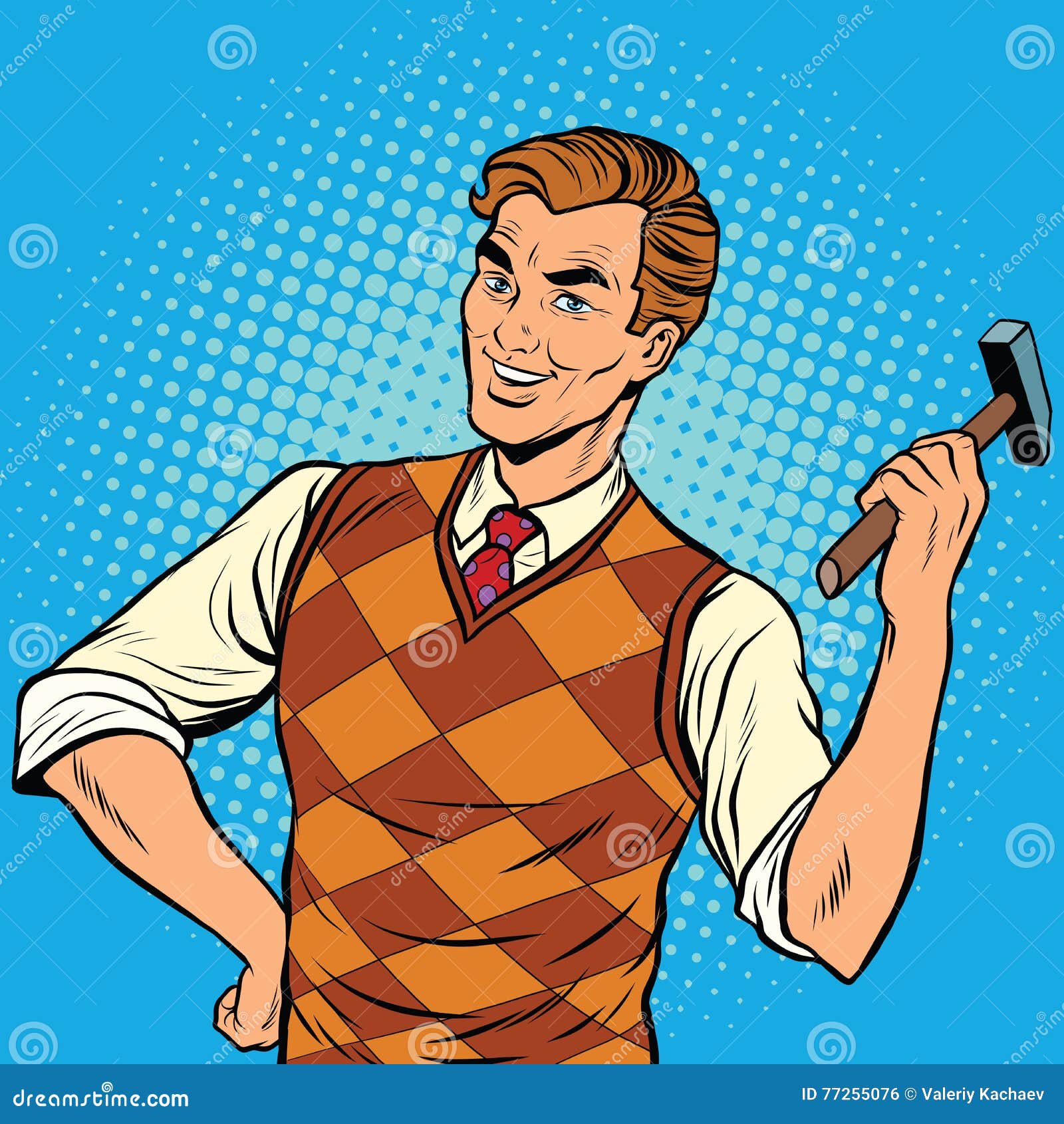 Smiling Man with a Hammer, Home Repairs Stock Vector - Illustration of ...