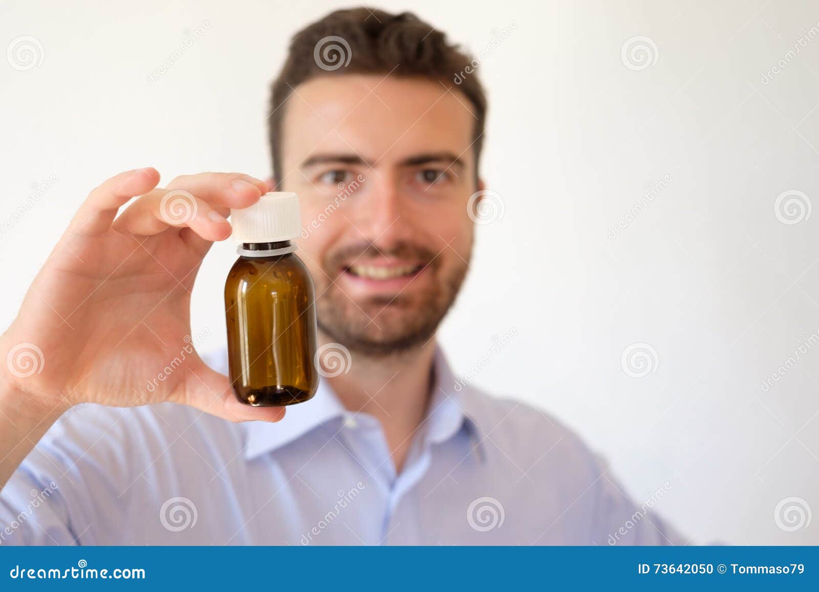 Smiling Man Happy with His Medicines Stock Photo - Image of arms, white ...