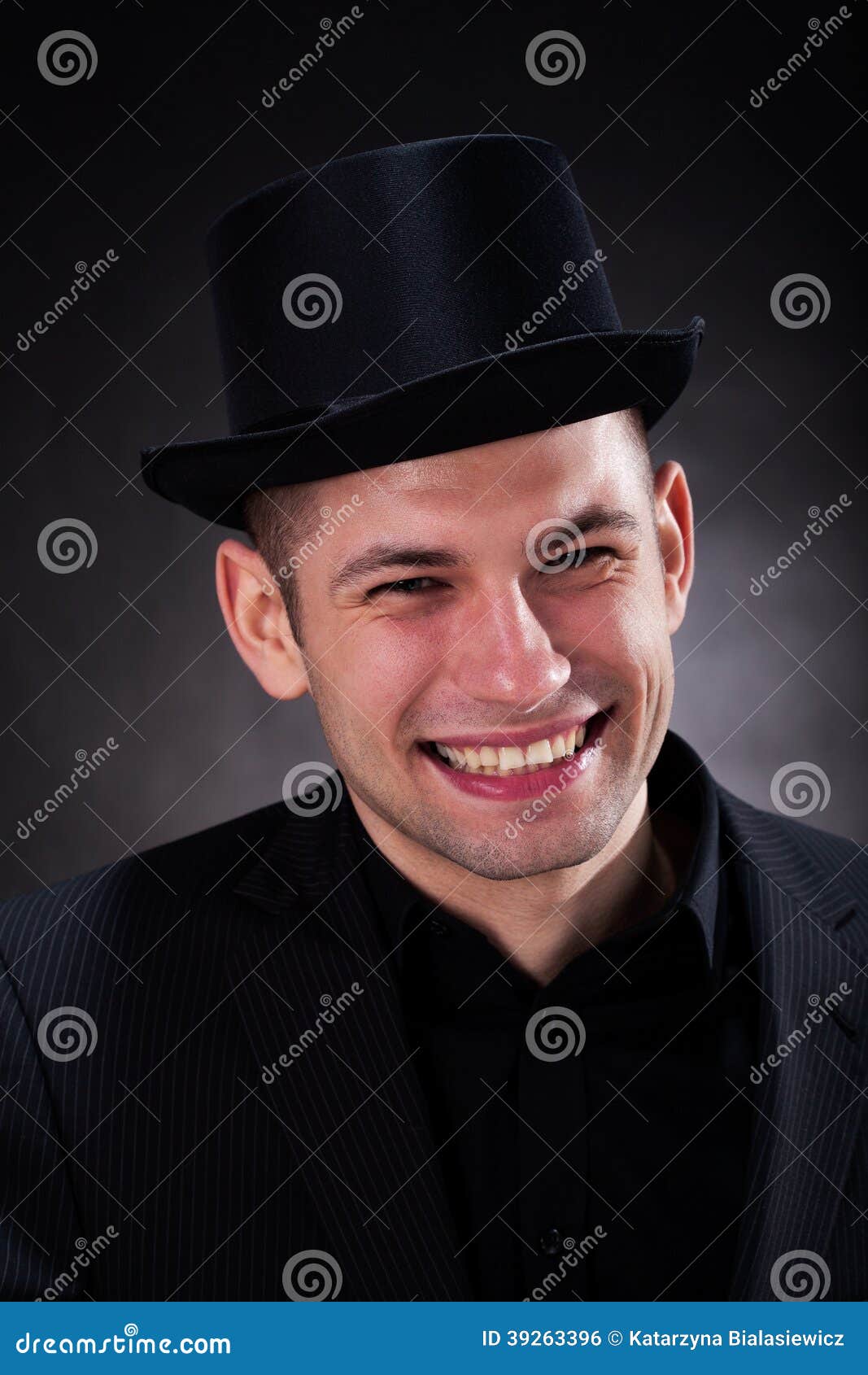 Smiling man in a hat stock photo. Image of dark, teeth - 39263396