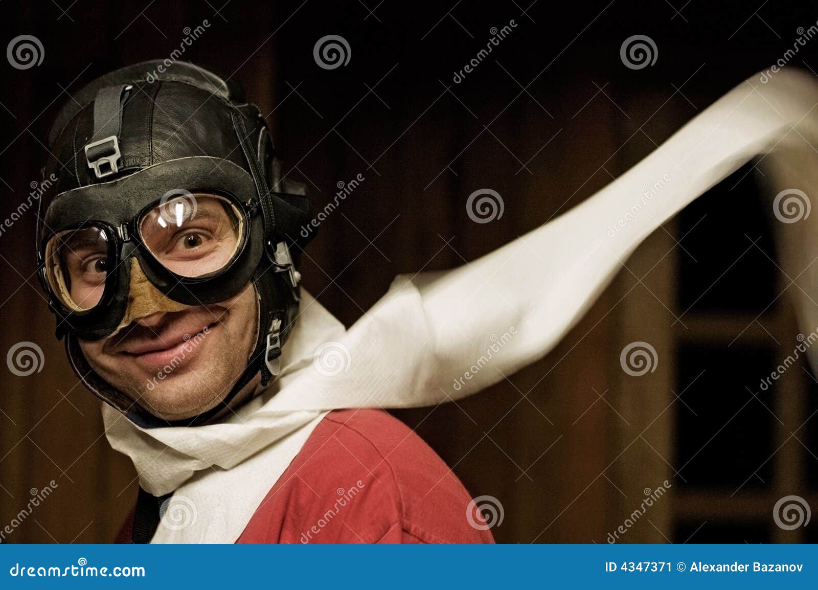 Smiling Man with Helmet and Flying Goggles Stock Image - Image of ...
