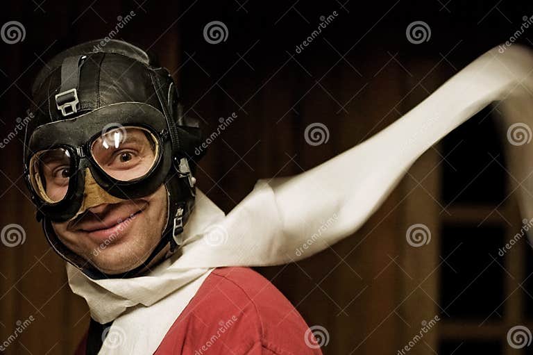 Smiling Man with Helmet and Flying Goggles Stock Image - Image of ...