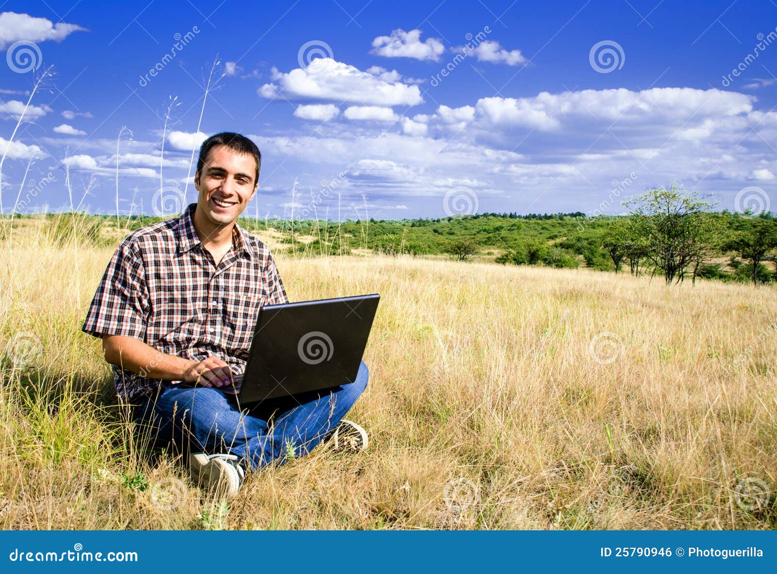 Smiling Man with His Laptop Stock Photo - Image of chatting, casual ...