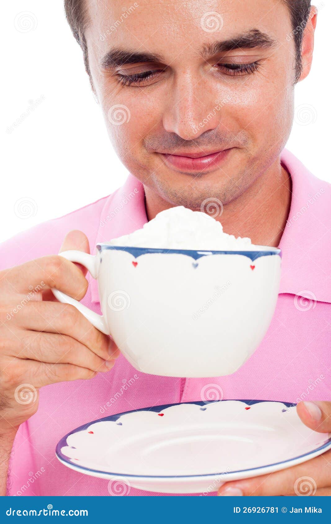Smiling Man Holding Cup of Coffee Stock Image - Image of hand, beverage ...