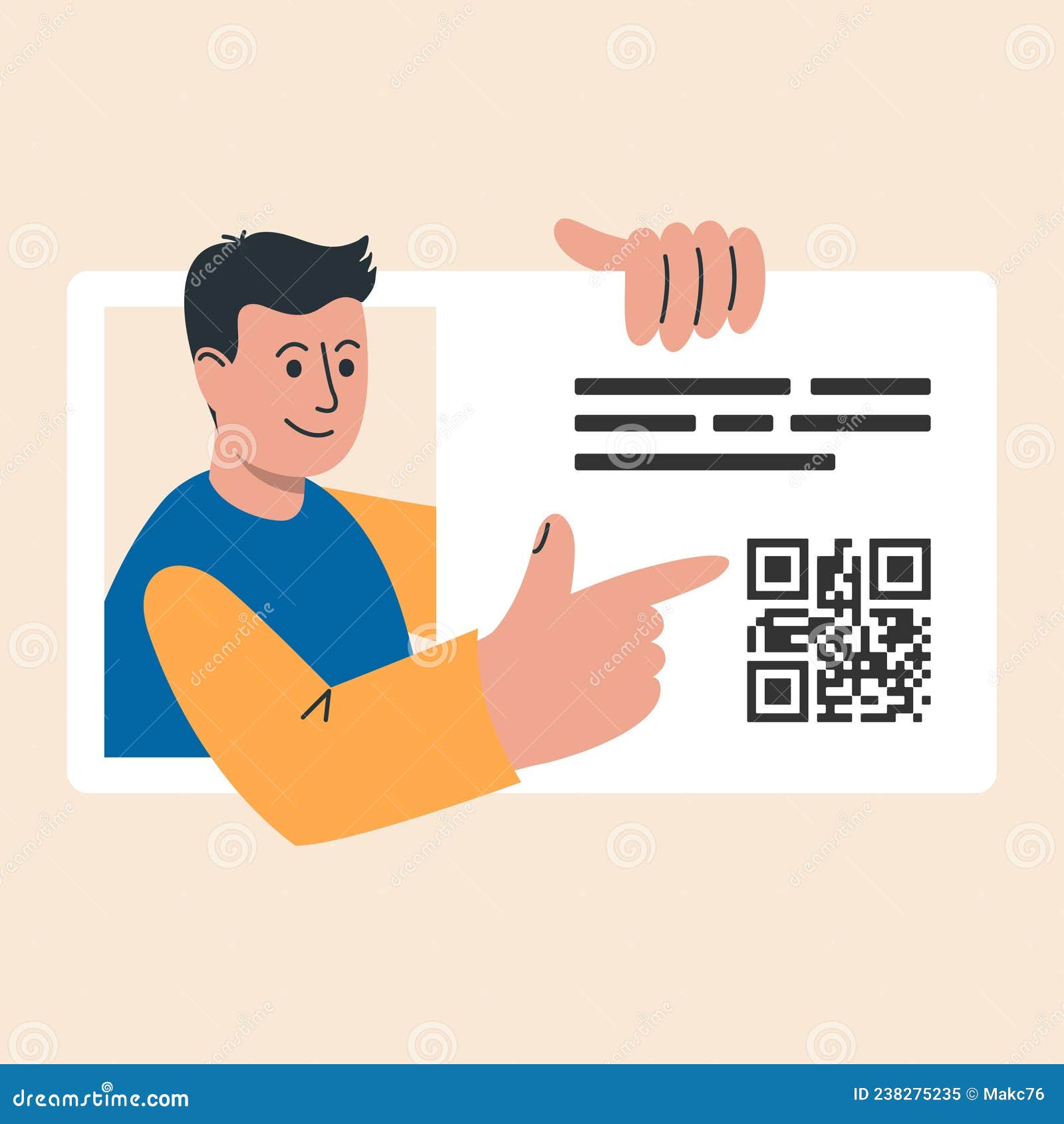 Smiling Man Holding Document Identification. Concept of Identity Card ...