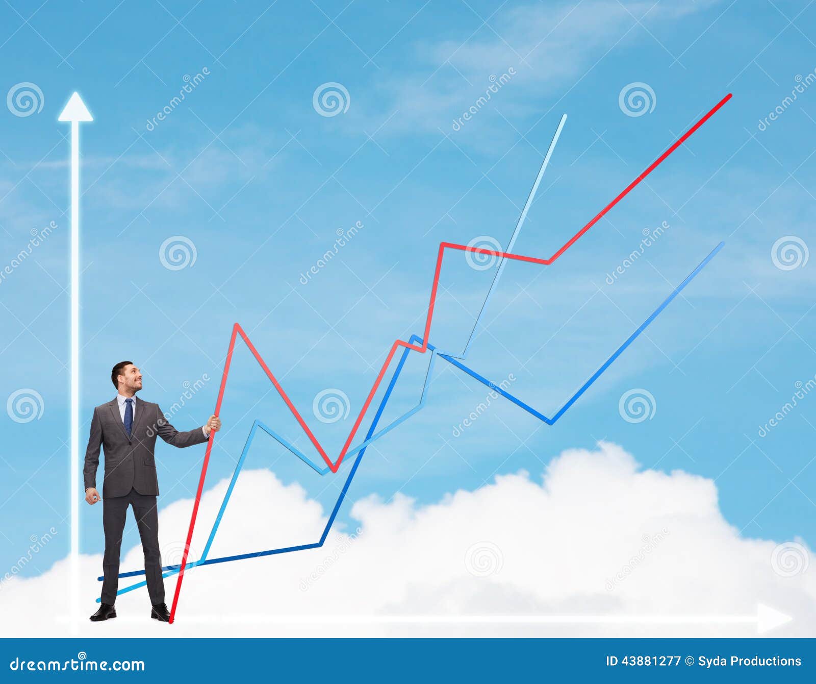 Smiling Man Holding Graph Line Stock Image - Image of chart, corporate ...