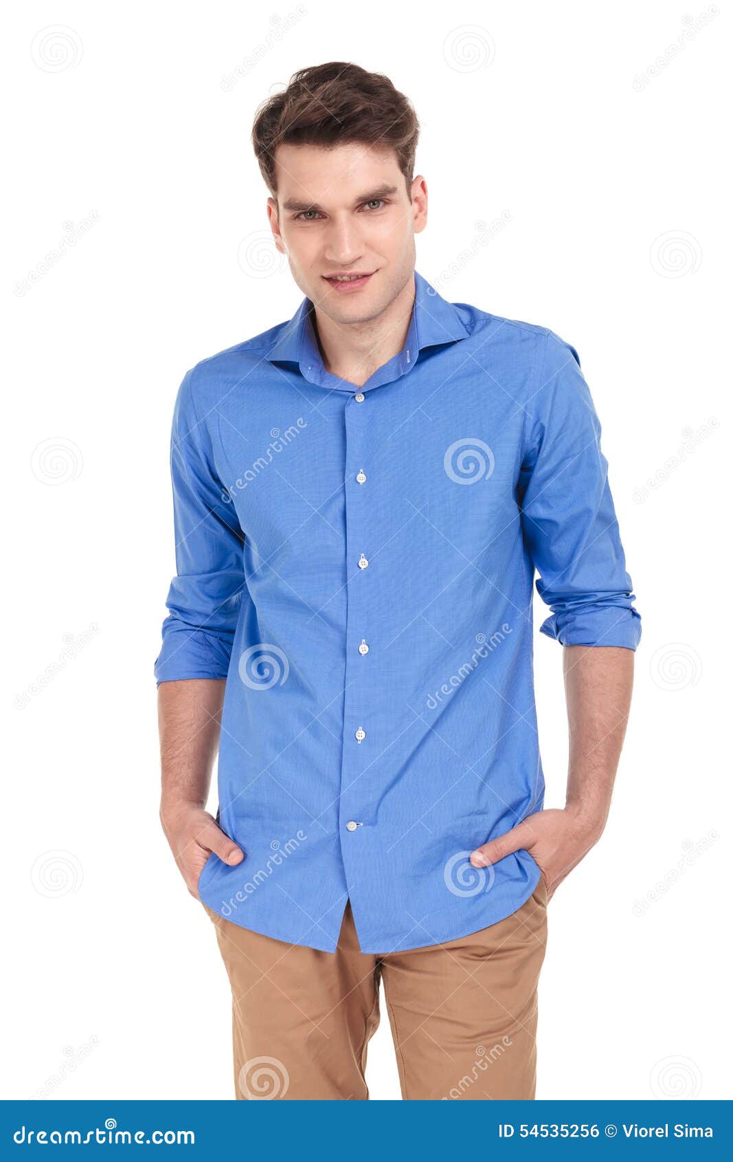 Smiling Man Holding His Hands in Pockets Stock Photo - Image of casual ...