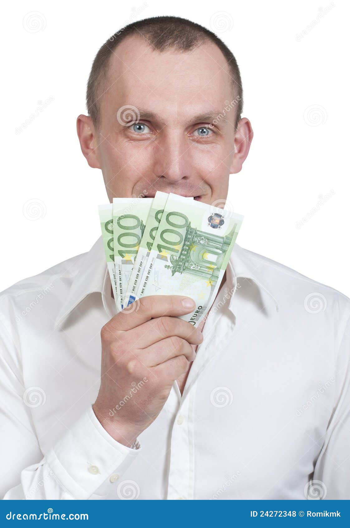 Smiling man holding money stock photo. Image of hundreds - 24272348
