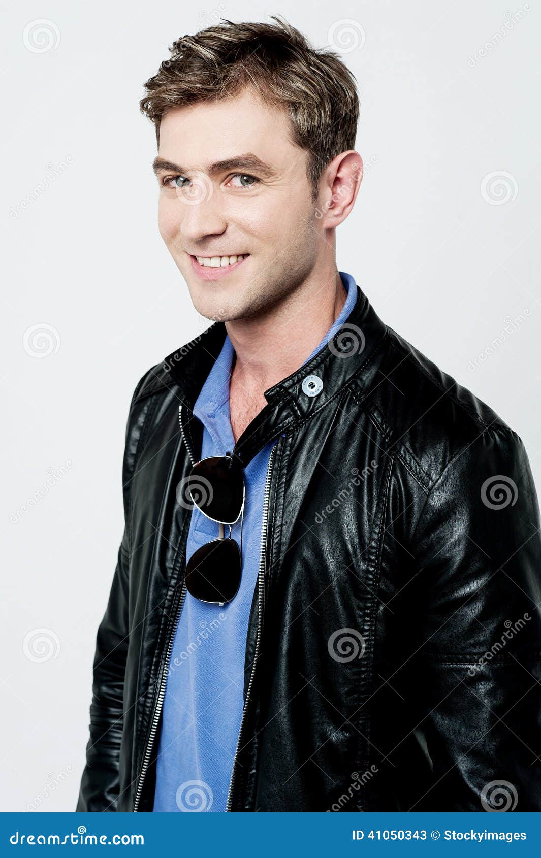 Smiling Man with Jacket Isolated on White Stock Image - Image of ...