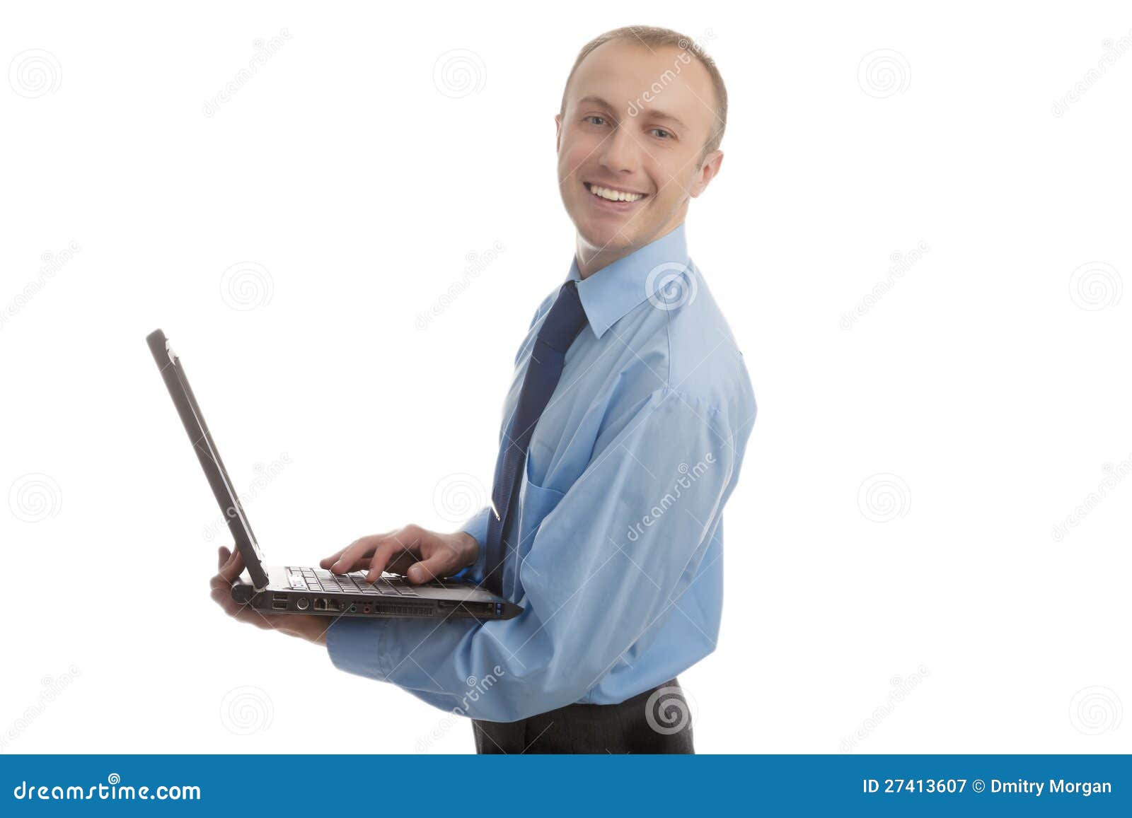 Smiling man with laptop stock image. Image of entrepreneur - 27413607