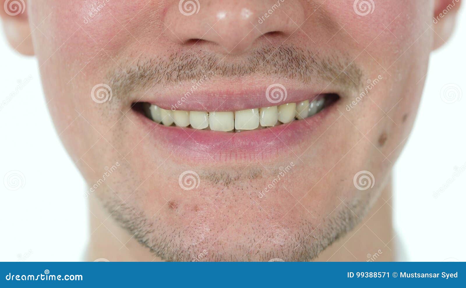 Smiling Man Lips Close Up stock image. Image of business - 99388571