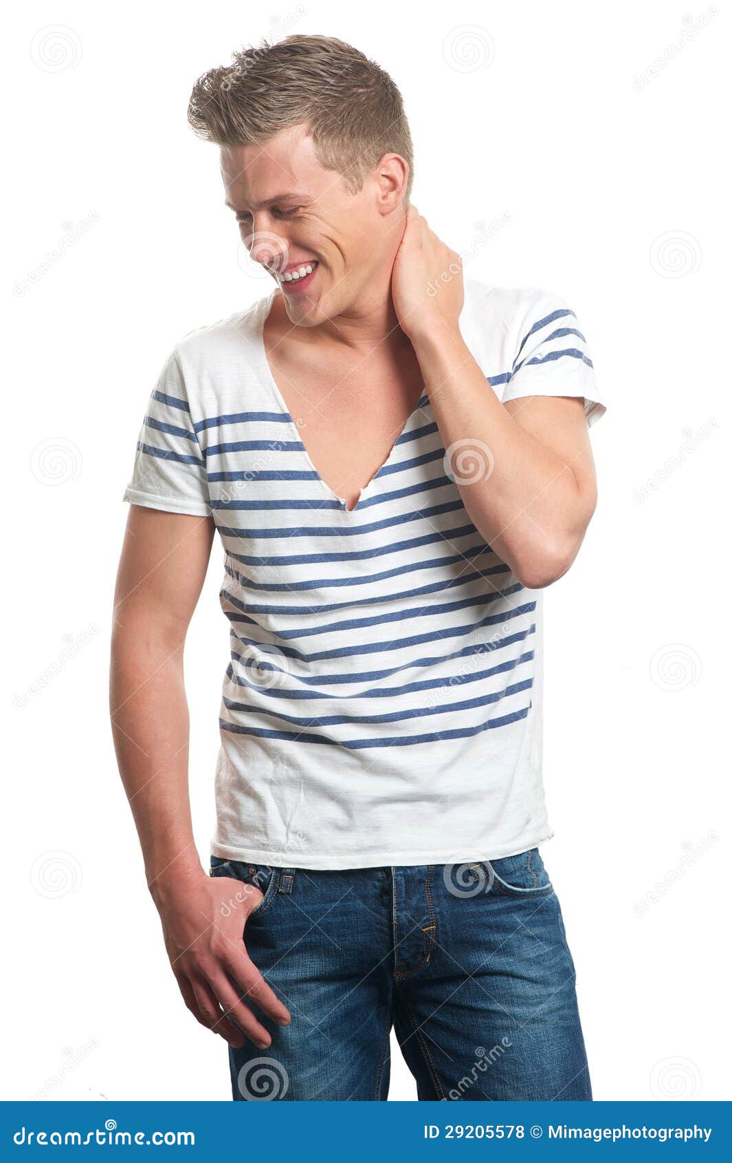 Smiling Man Looking Away stock photo. Image of hand, masculine - 29205578