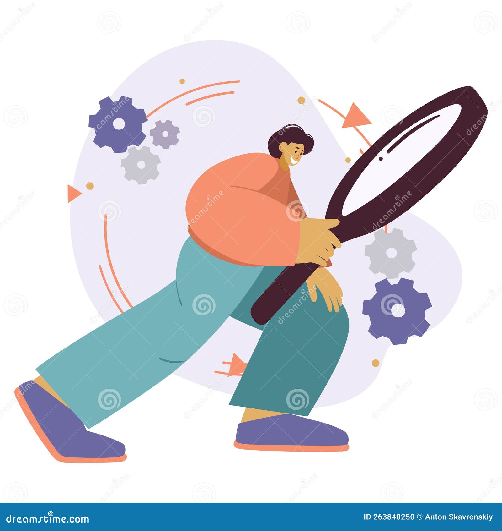 Man With Magnifying Glass Stock Vector Illustration Of Magnifier