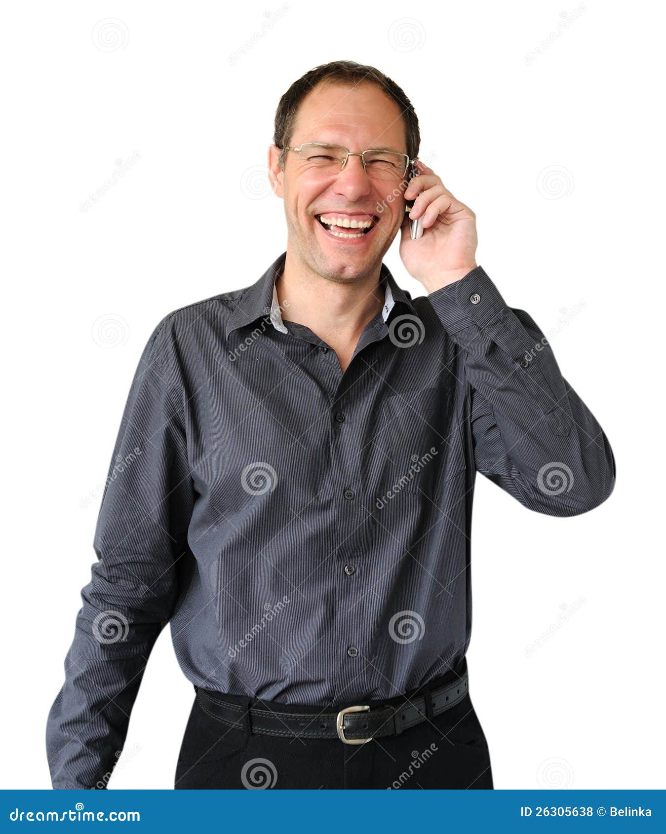 Smiling Man with Mobile Phone Stock Photo - Image of friendly, isolated ...