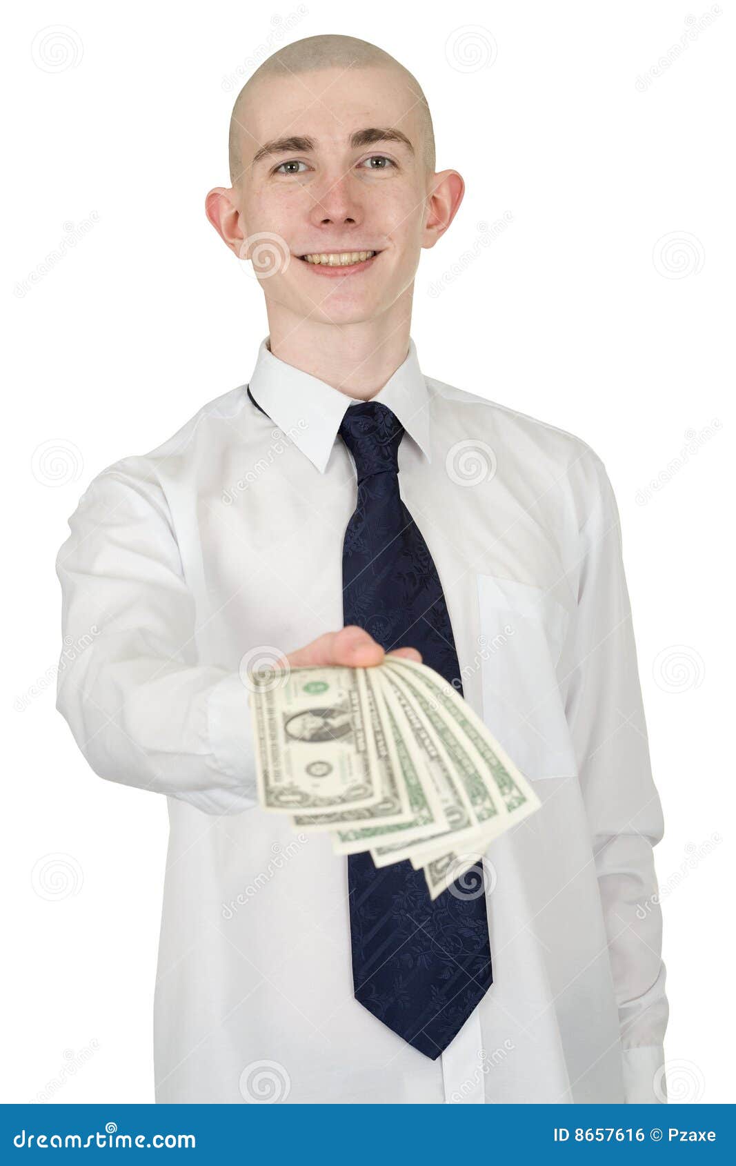 Smiling Man with Money in a Hand Stock Photo - Image of color, stretch ...