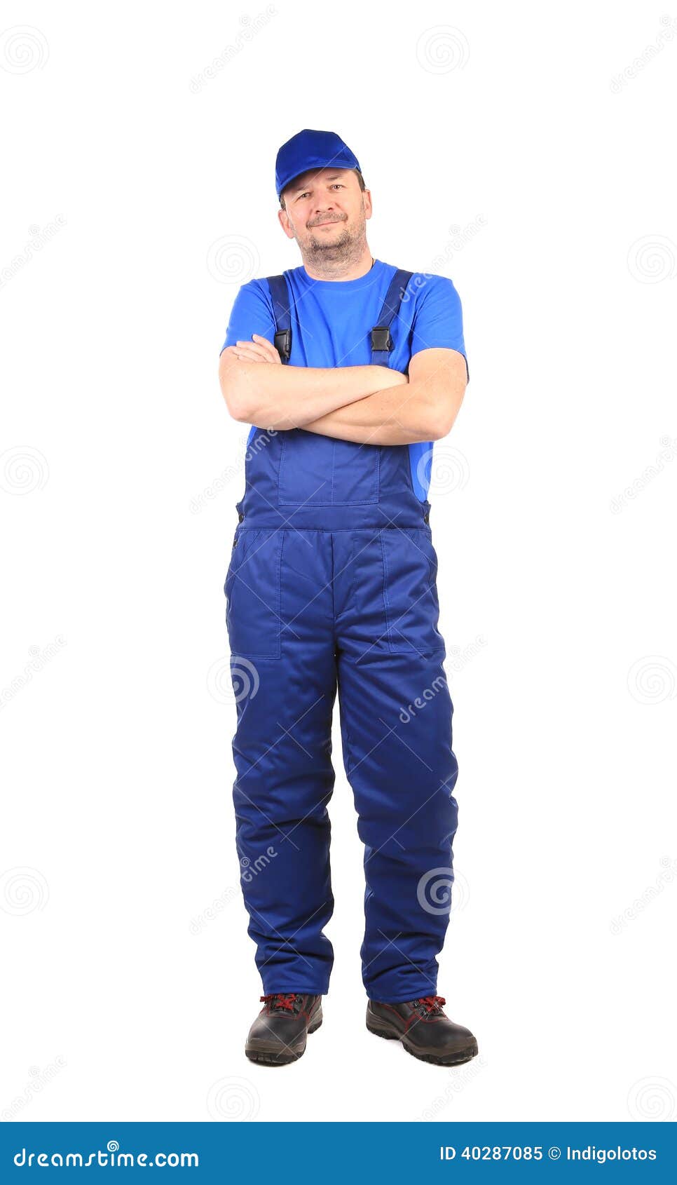 Smiling man in overall. stock image. Image of foreman - 40287085