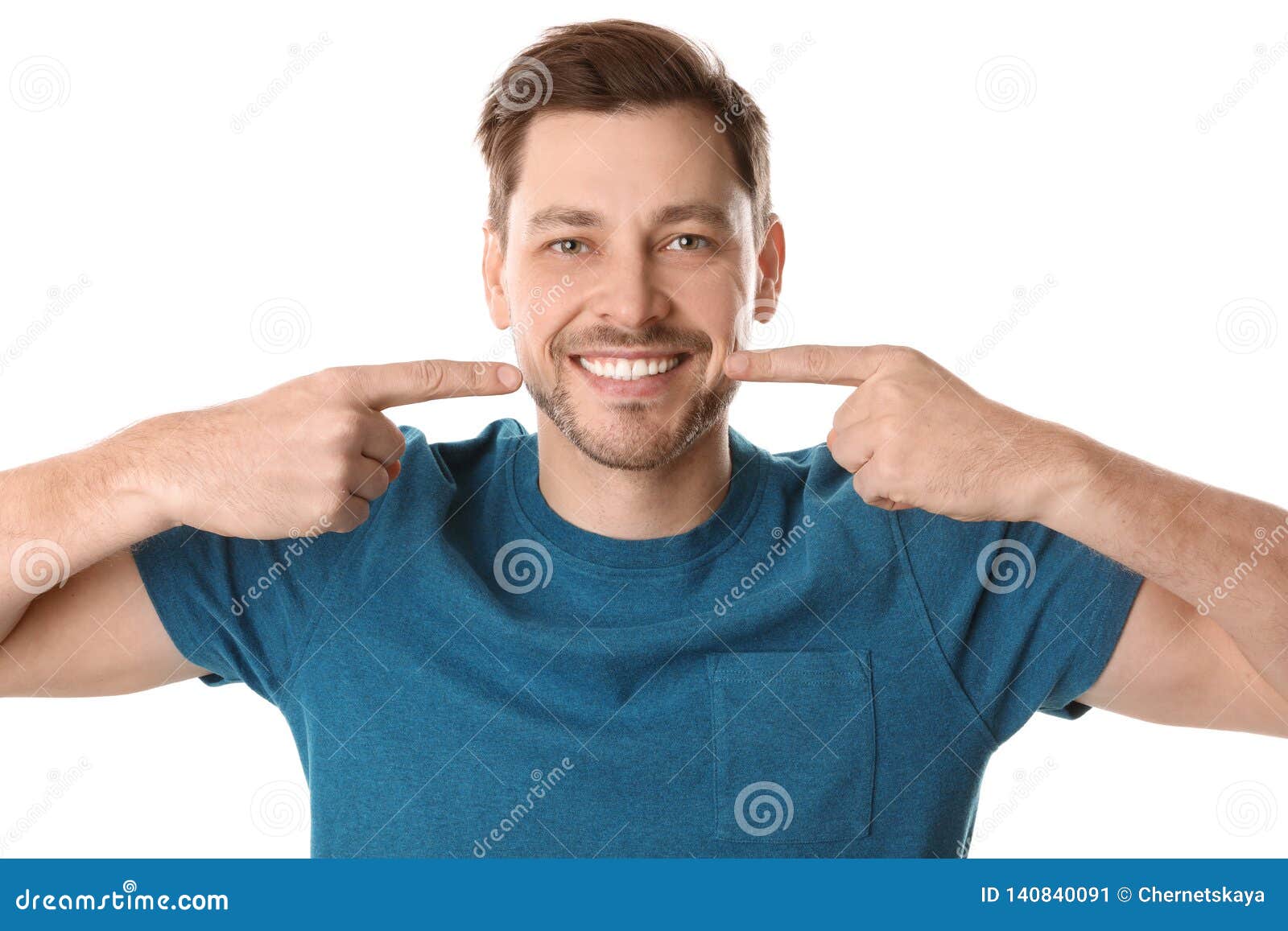 Smiling Man with Perfect Teeth on White Stock Image - Image of ...