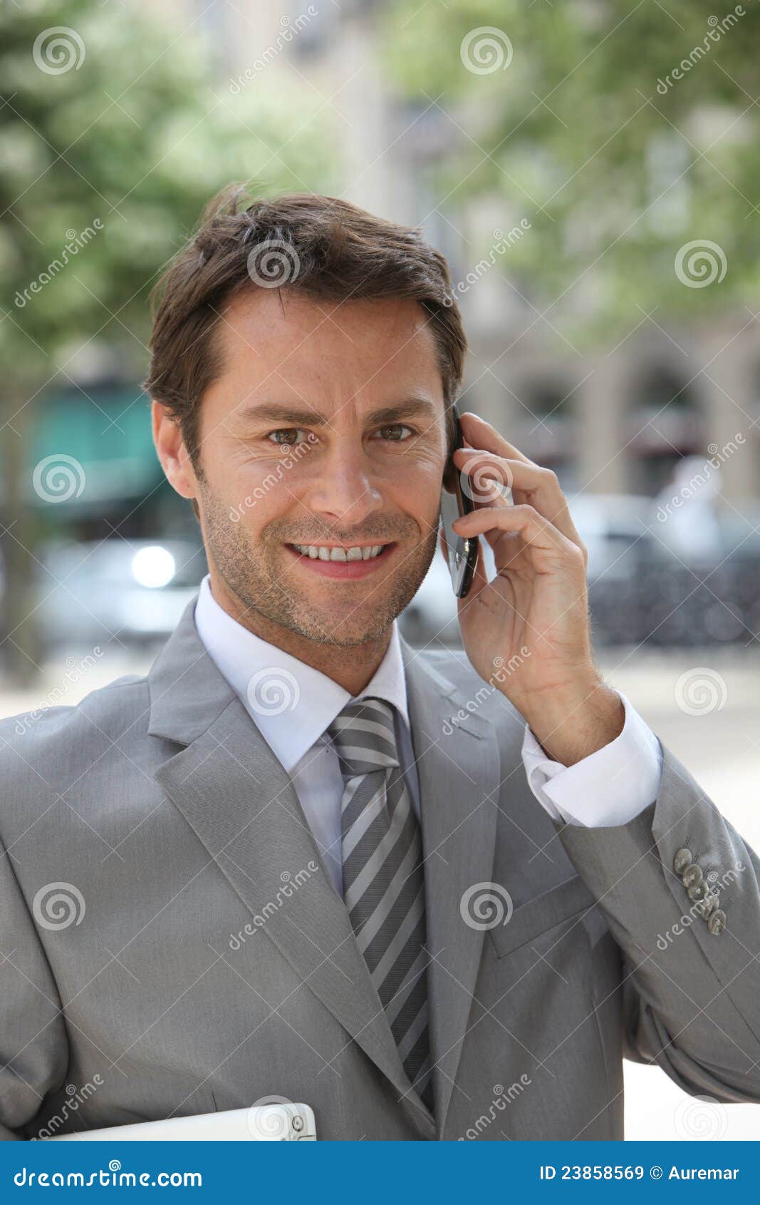 Smiling man on phone stock image. Image of hazel, occupation - 23858569