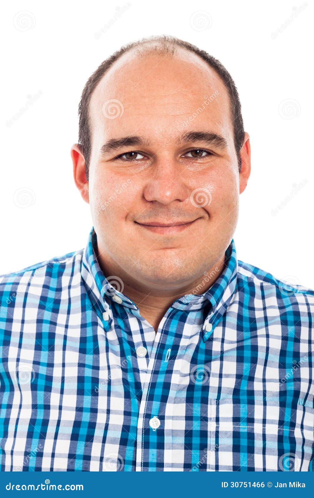 Smiling man stock photo. Image of close, blue, checked - 30751466