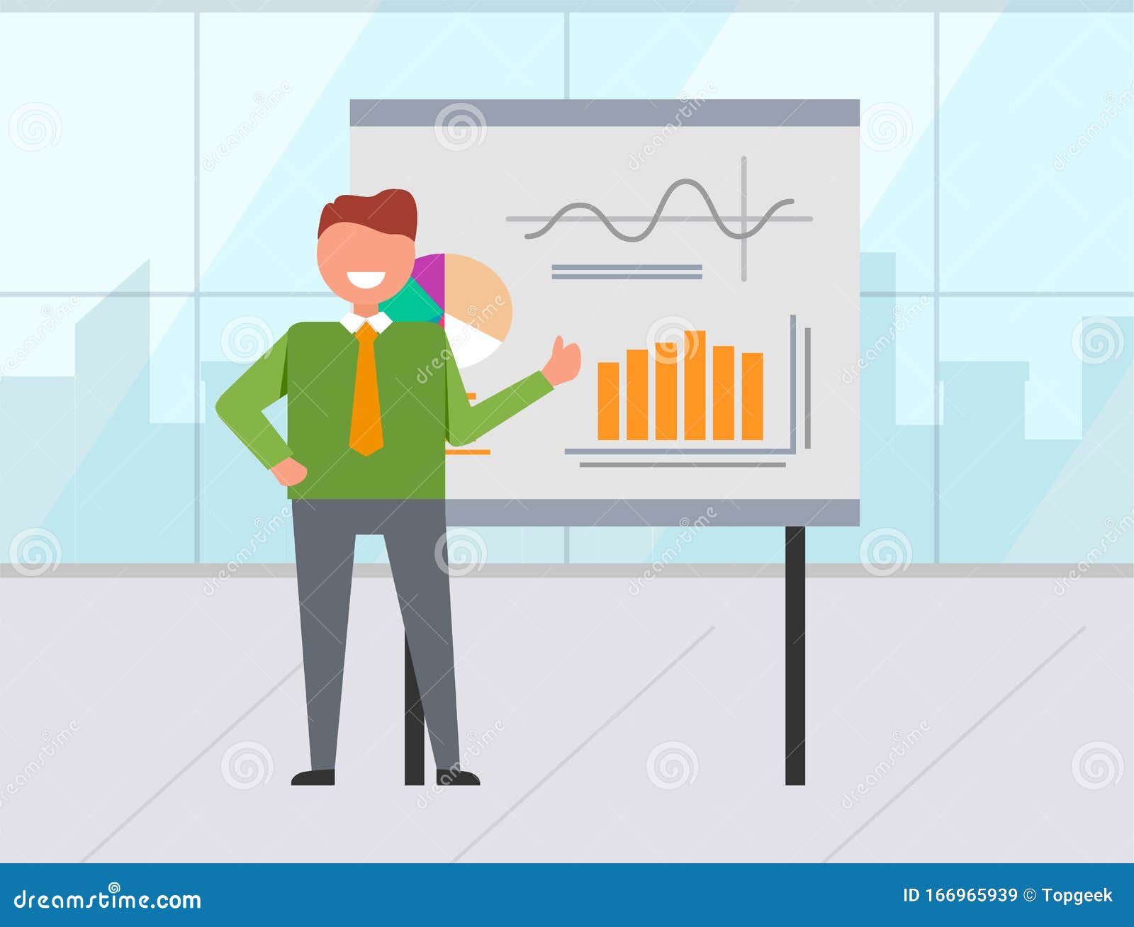 Presenter Showing Graph Report, Workplace Vector Stock Vector ...