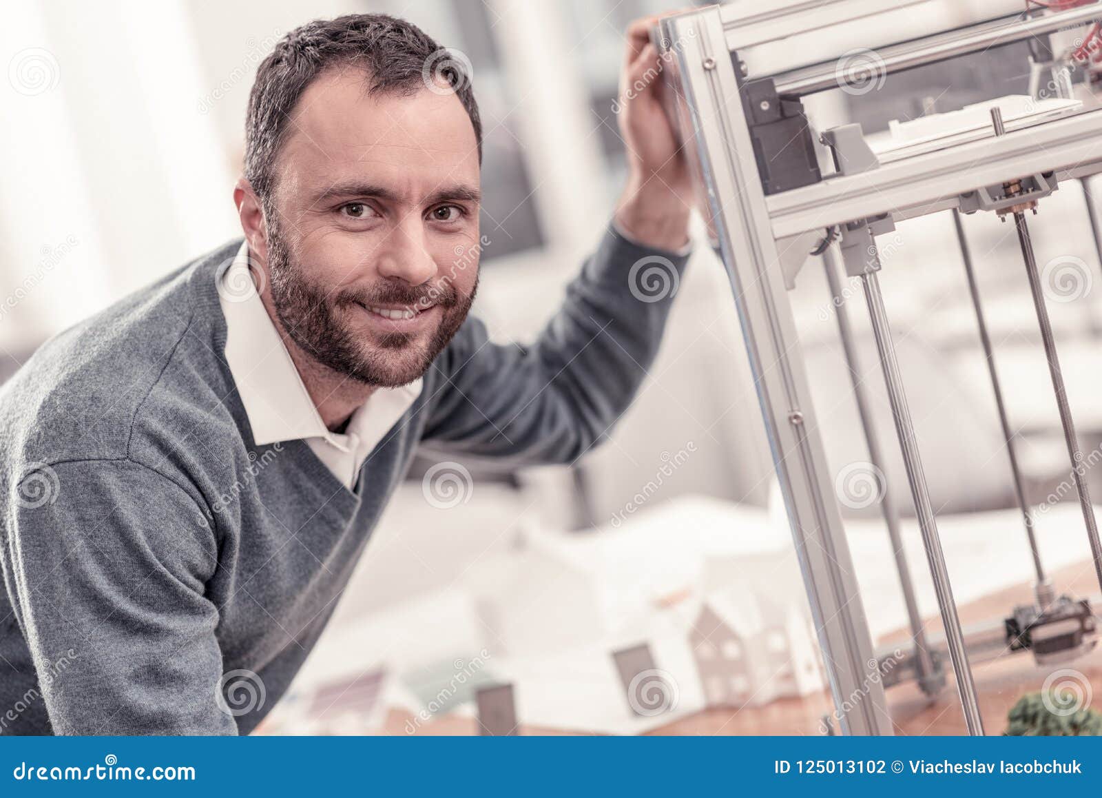 Smiling Man Printing Something on 3D Printer Stock Photo - Image of ...