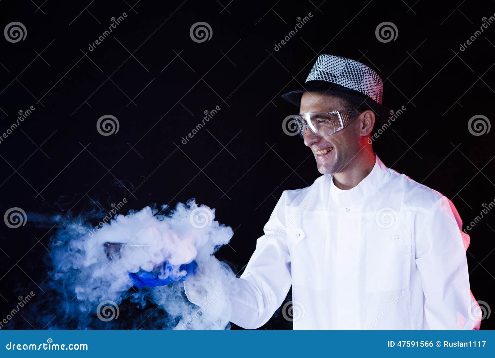 Smiling Man Scientist with Dry Ice Stock Photo - Image of healthcare ...