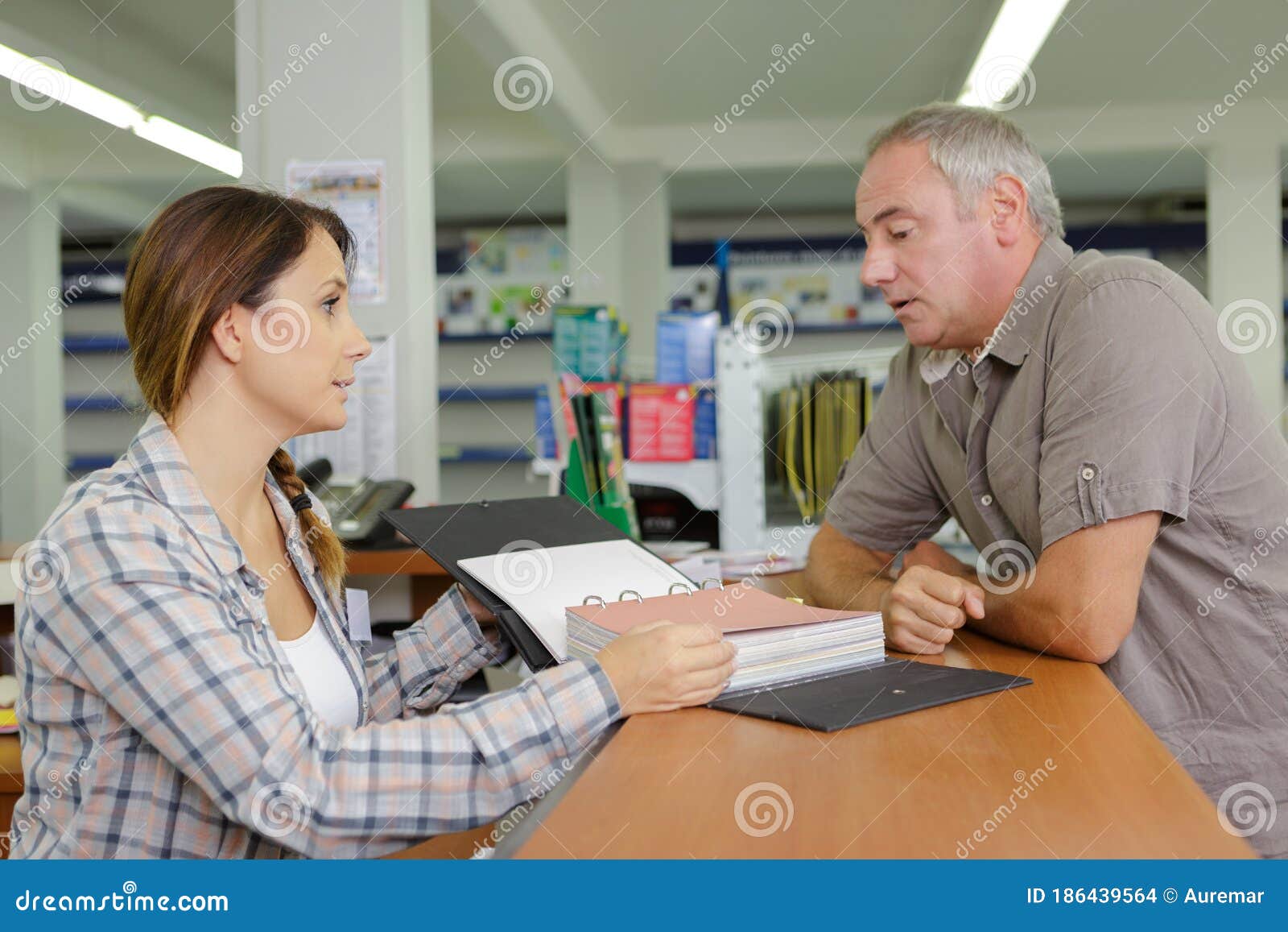 Smiling Man Seller Talking To Customer Stock Photo - Image of craft ...