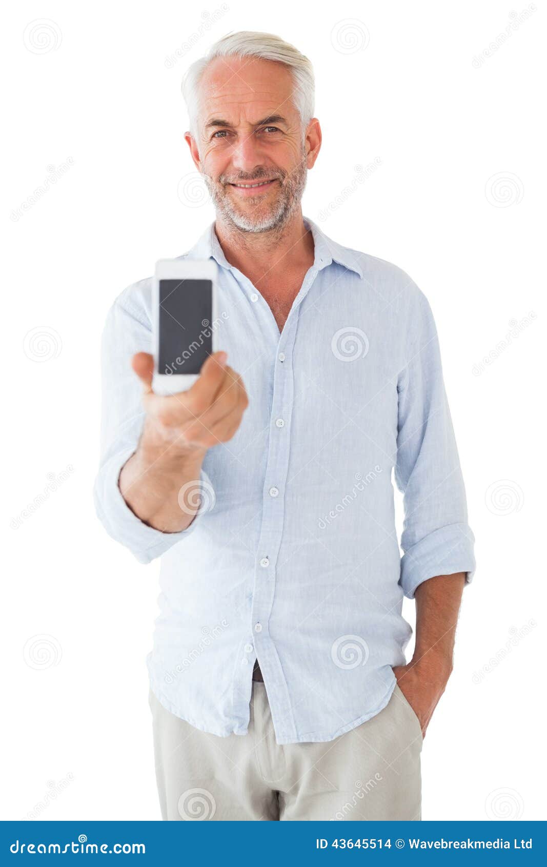 Smiling Man Showing Smartphone To Camera Stock Photo - Image of ...