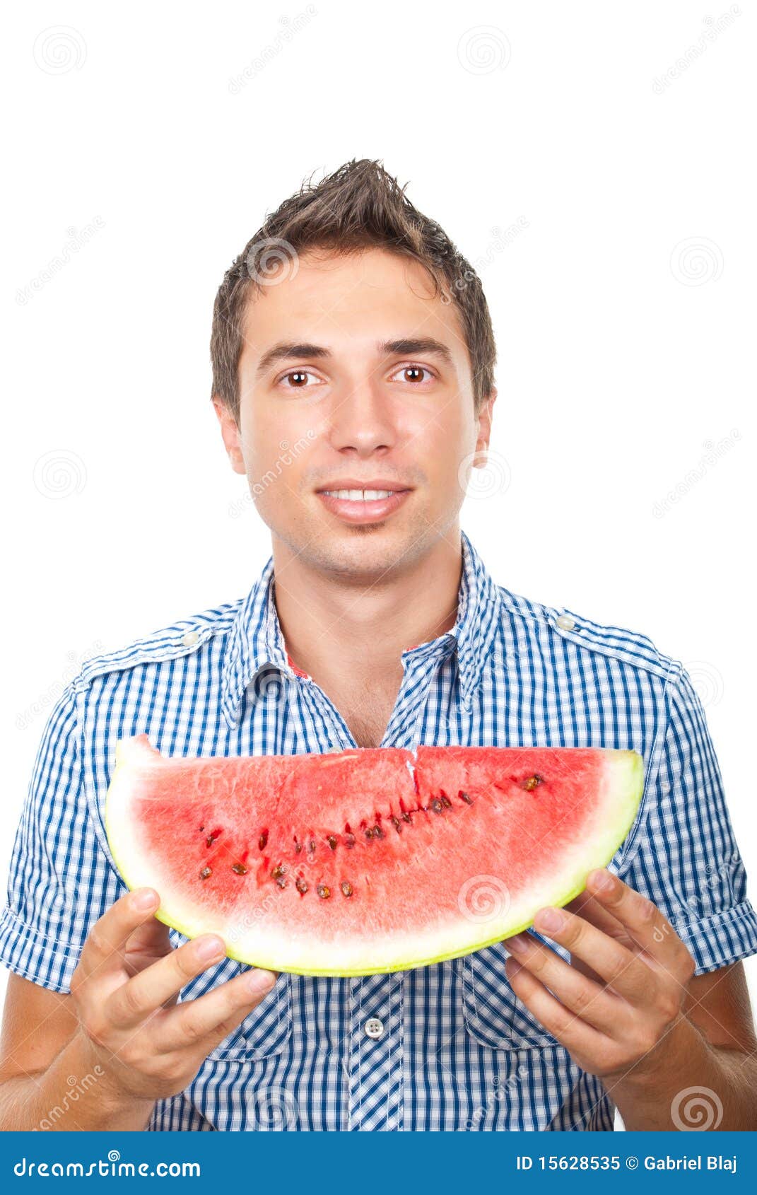 Smiling Man Showing Watermelon Stock Image - Image of healthy, fruit ...