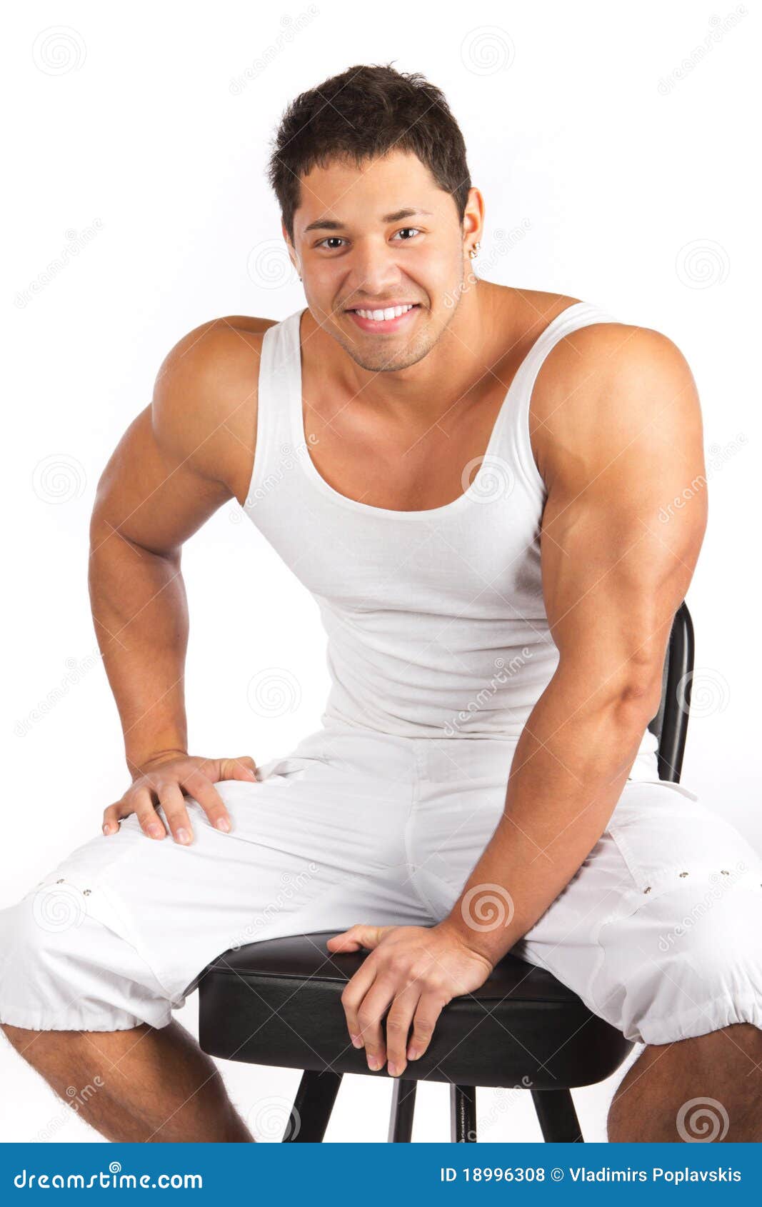 Smiling Man Sitting on the Chair Stock Photo - Image of chest, smile ...