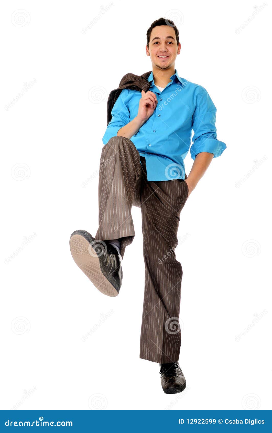 Smiling man stamping foot stock image. Image of looks - 12922599