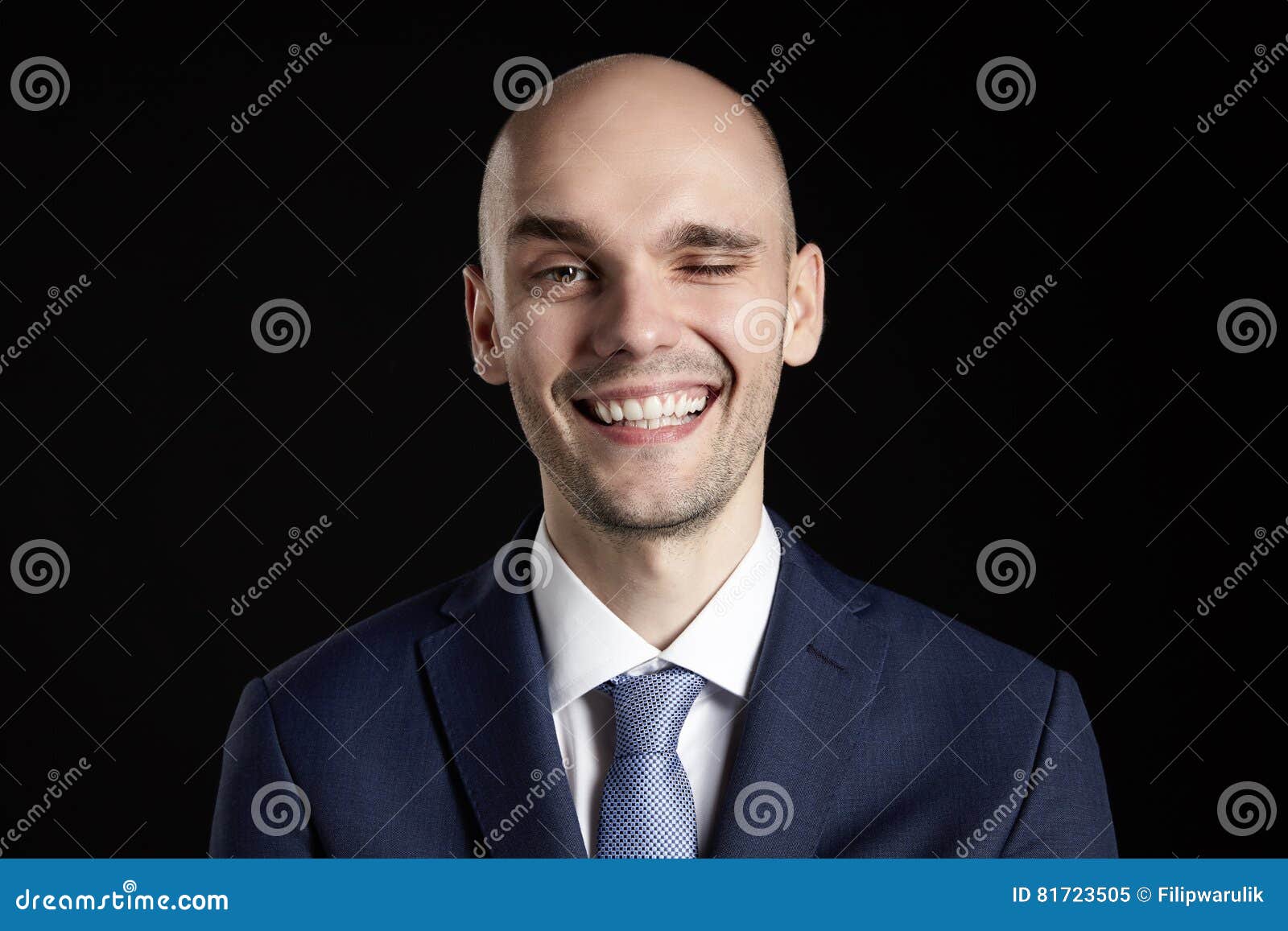 Smiling Man in Suit stock image. Image of bald, adult - 81723505