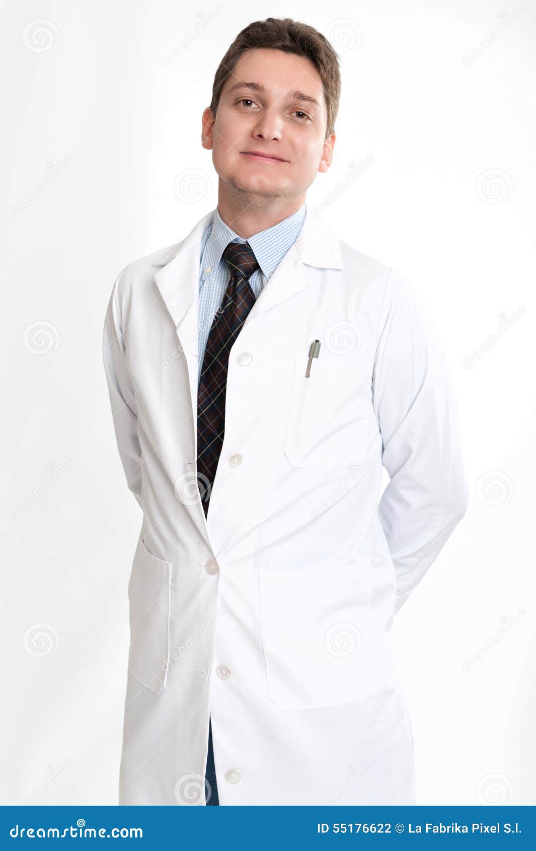 Smiling Man on Tie and Lab Coat Stock Photo - Image of specialist, coat ...