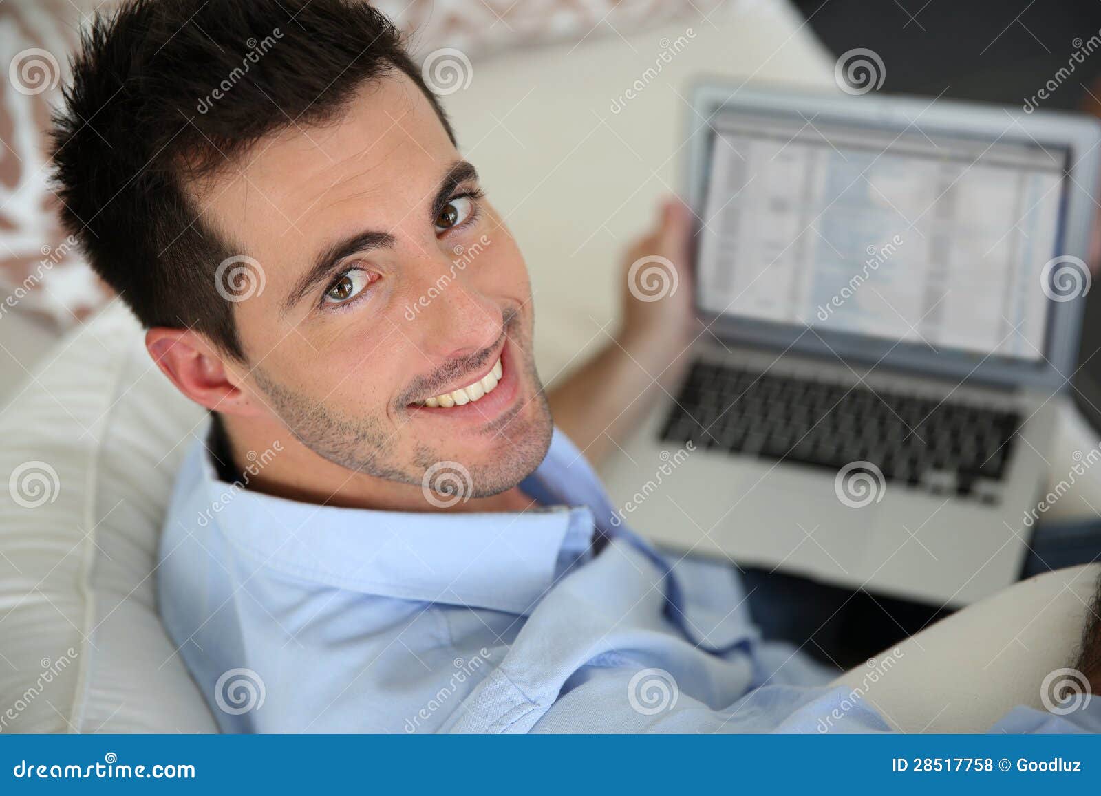 Smiling man using laptop stock photo. Image of shirt - 28517758 Smiling man using laptop stock photo. Image of shirt - 28517758
